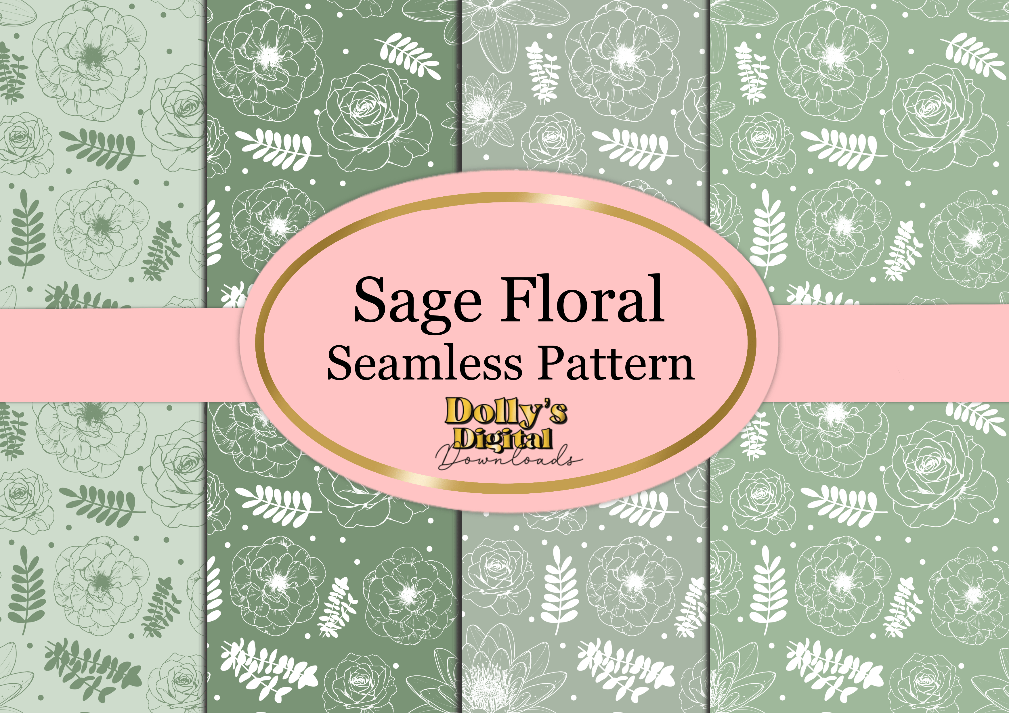 Sage Floral Seamless Patterns - Payhip