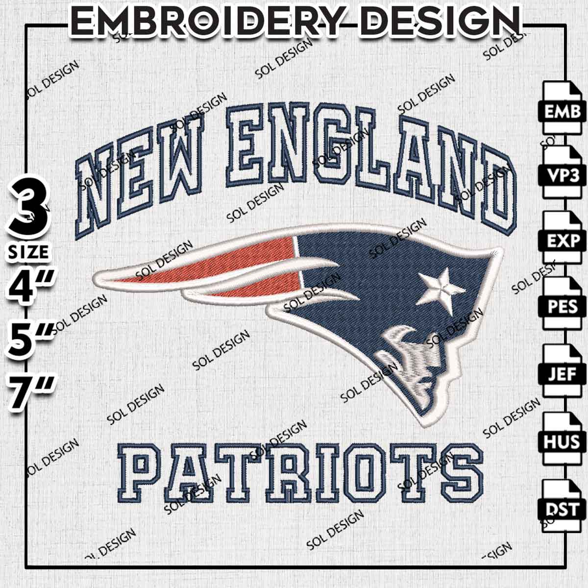 NFL New England Patriots Team Word Logo Embroidery Designs, New England ...