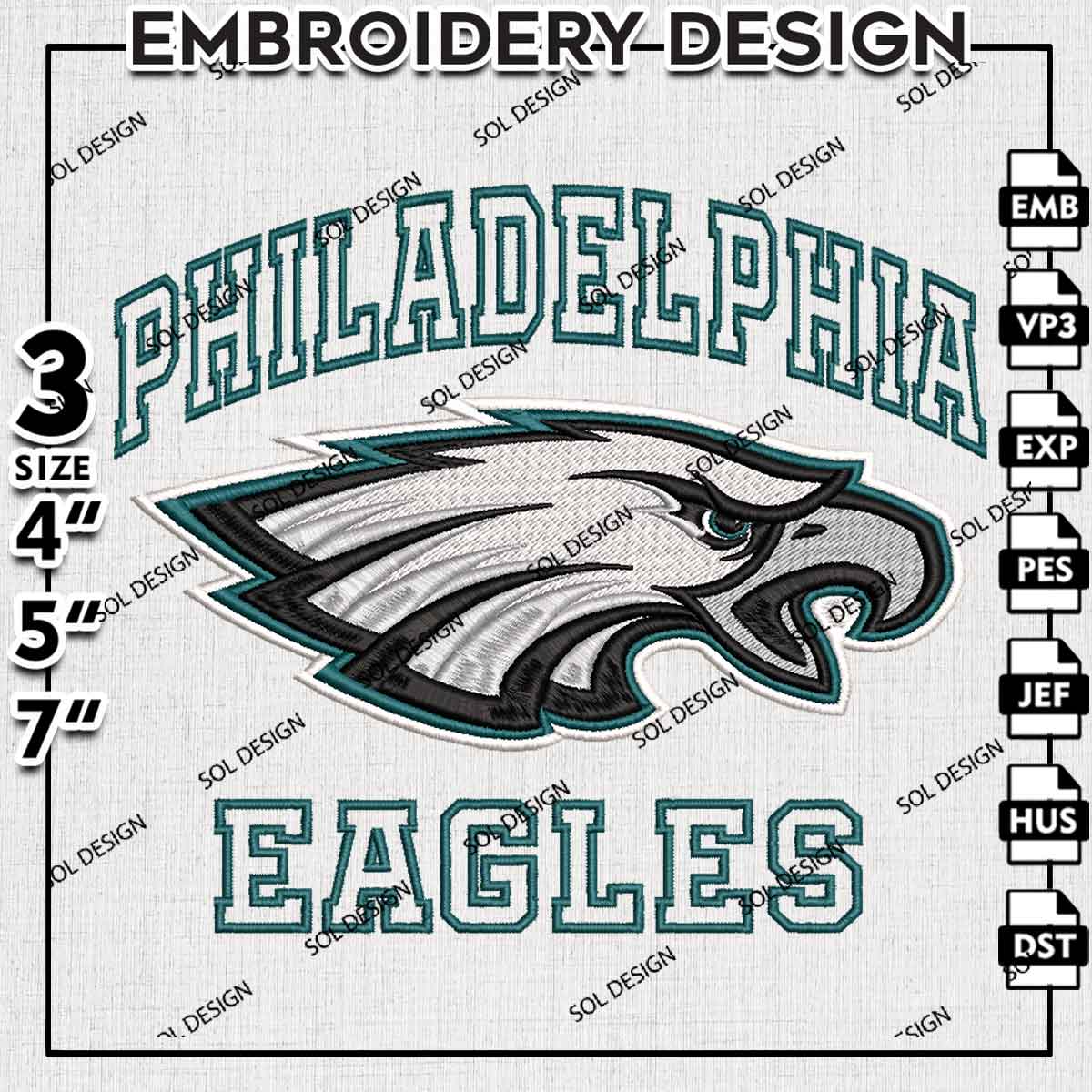 NFL Philadelphia Eagles Team Word Logo Embroidery Designs, Philadelphia ...