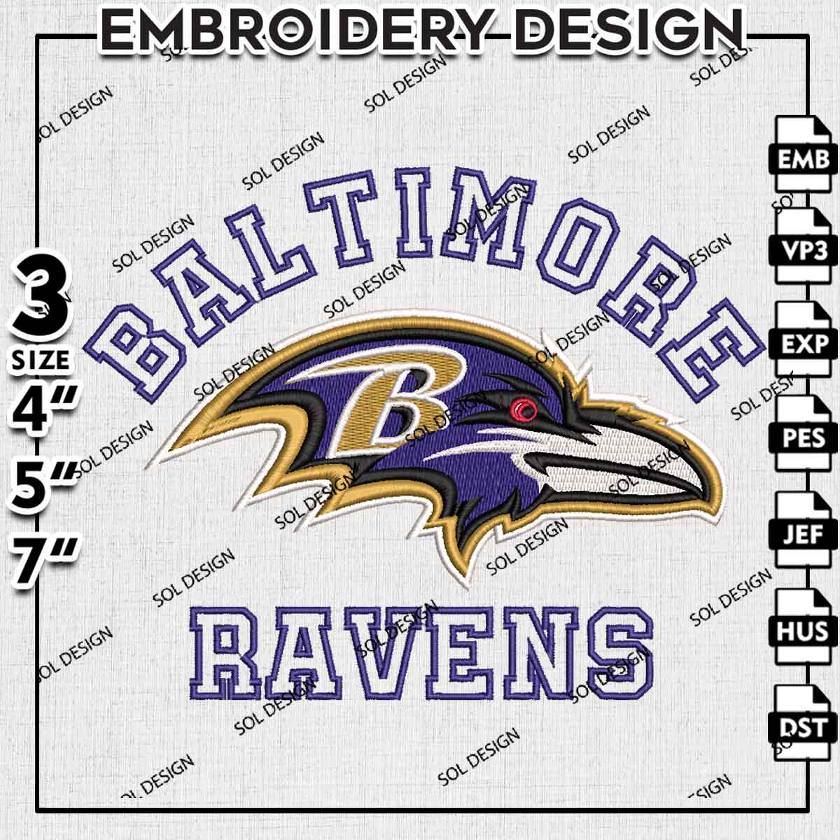 NFL Baltimore Ravens Team Word Logo Embroidery Designs, Baltimore ...