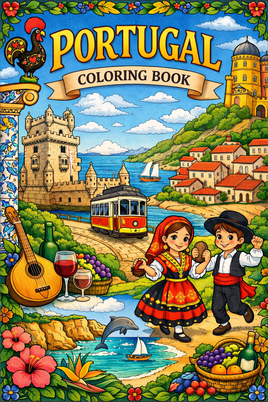Portugal, coloring ebook, 87 designs, digital printable product ...