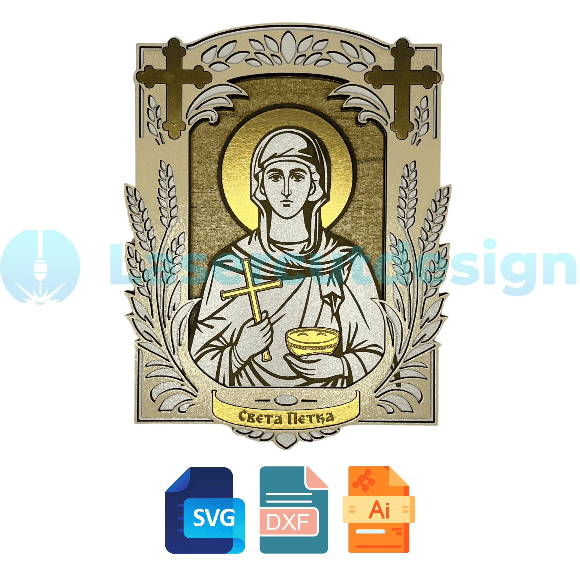 Saint Petka Icon SVG DXF AI | Orthodox Christian Laser Cut File | St ...