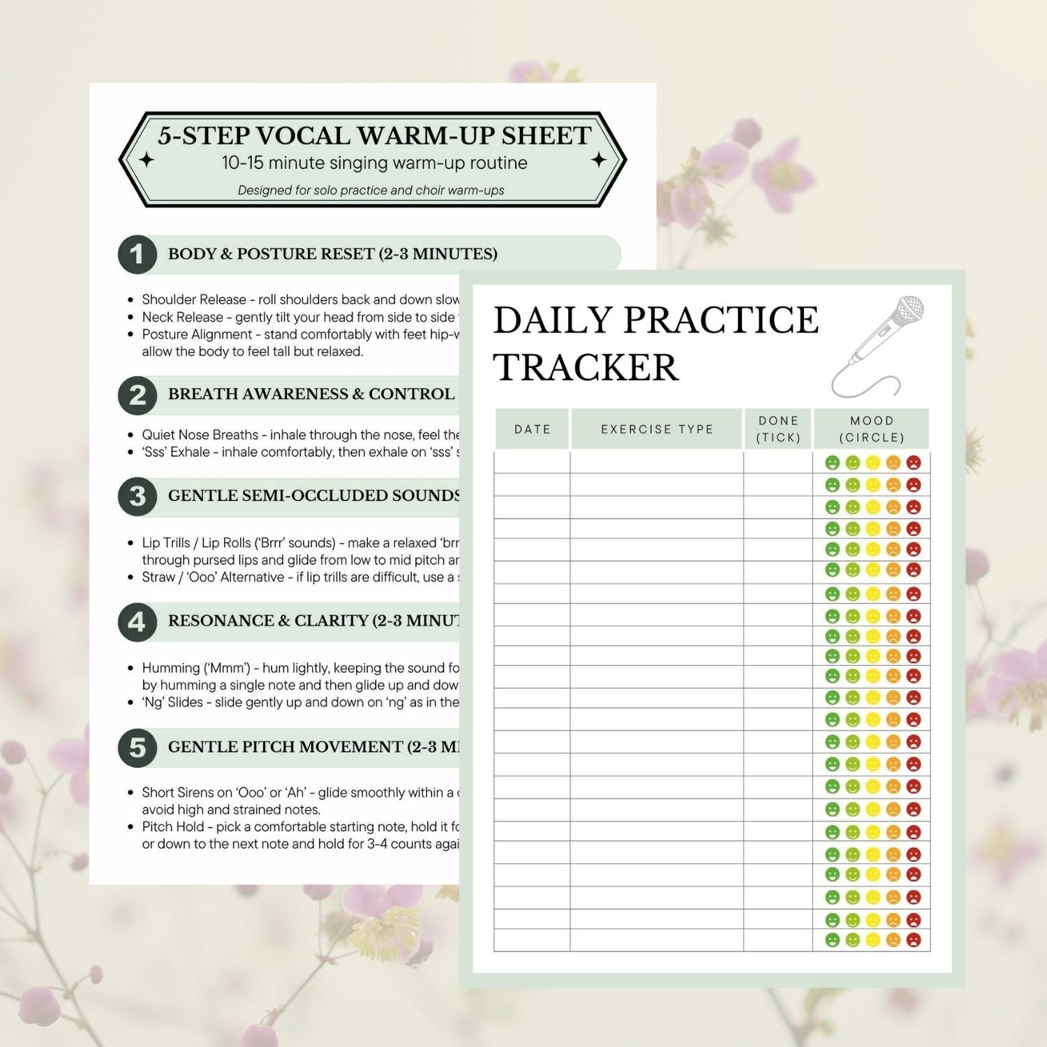 Vocal Warm-Up Printable | Singing Practice Worksheet Guide for Soloists ...