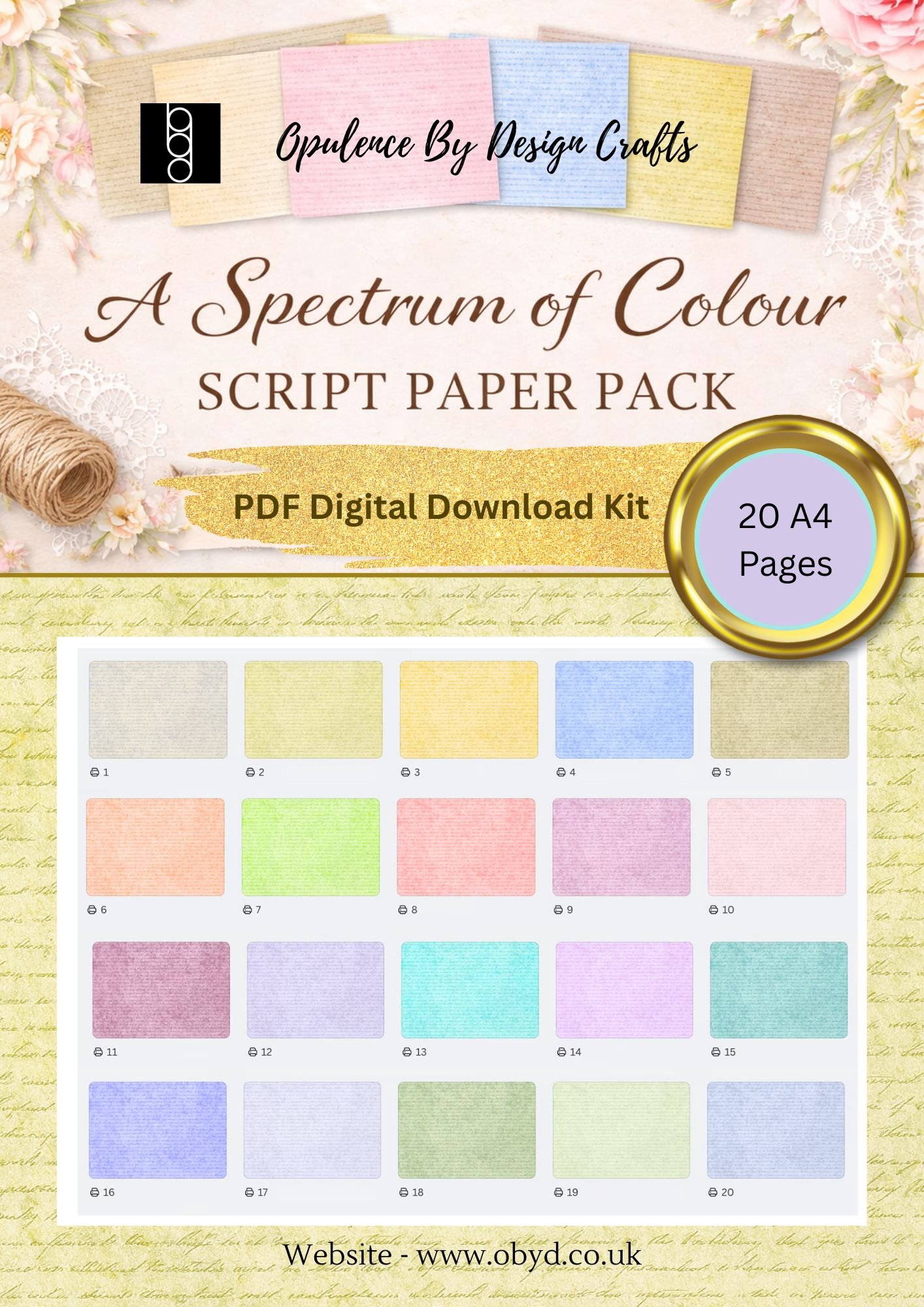 Opulence By Design Crafts A Spectrum of Colour Amanda's Script Paper ...