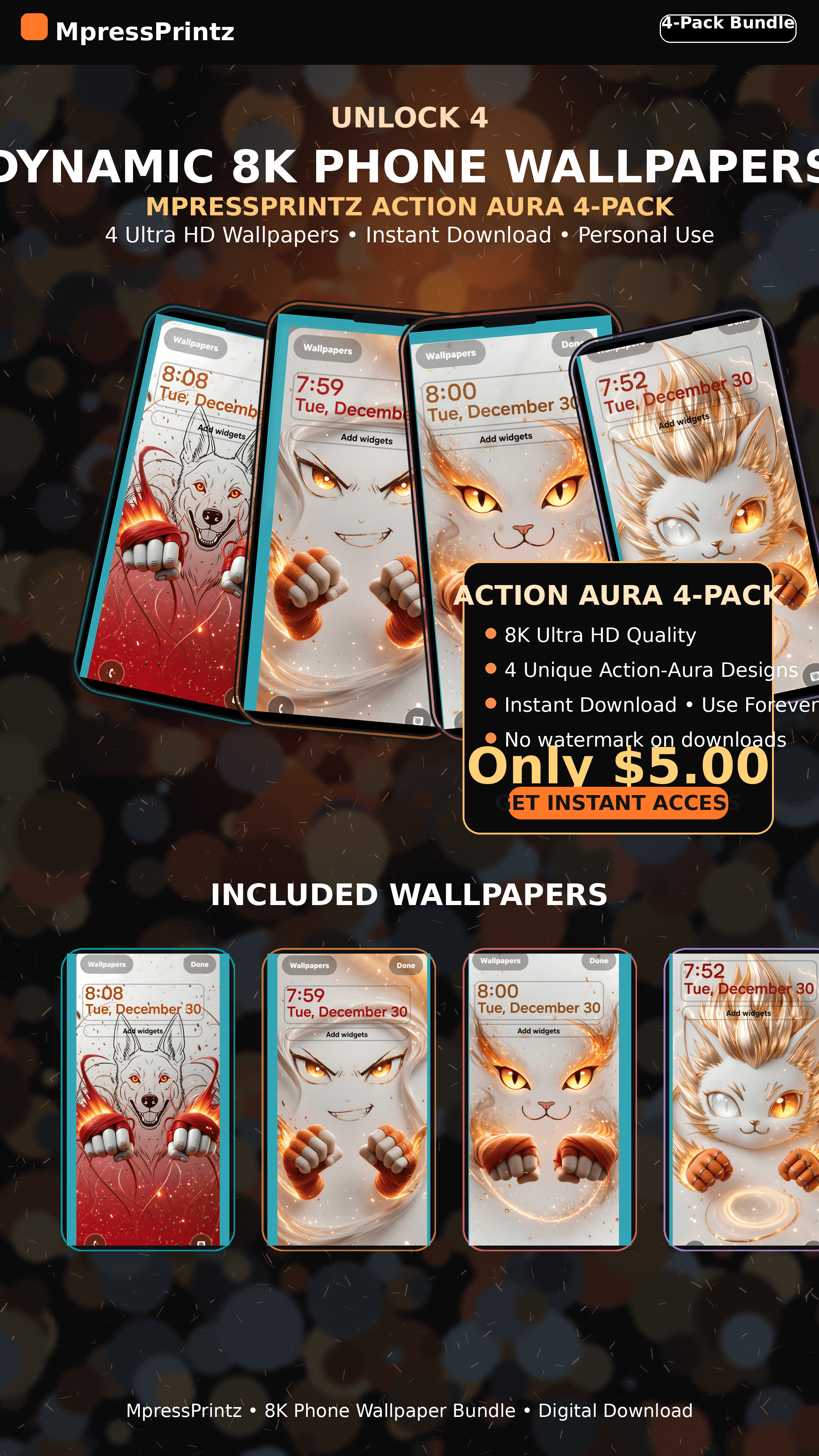 Fight Energy 4-Pack — 8K Wallpapers - Payhip