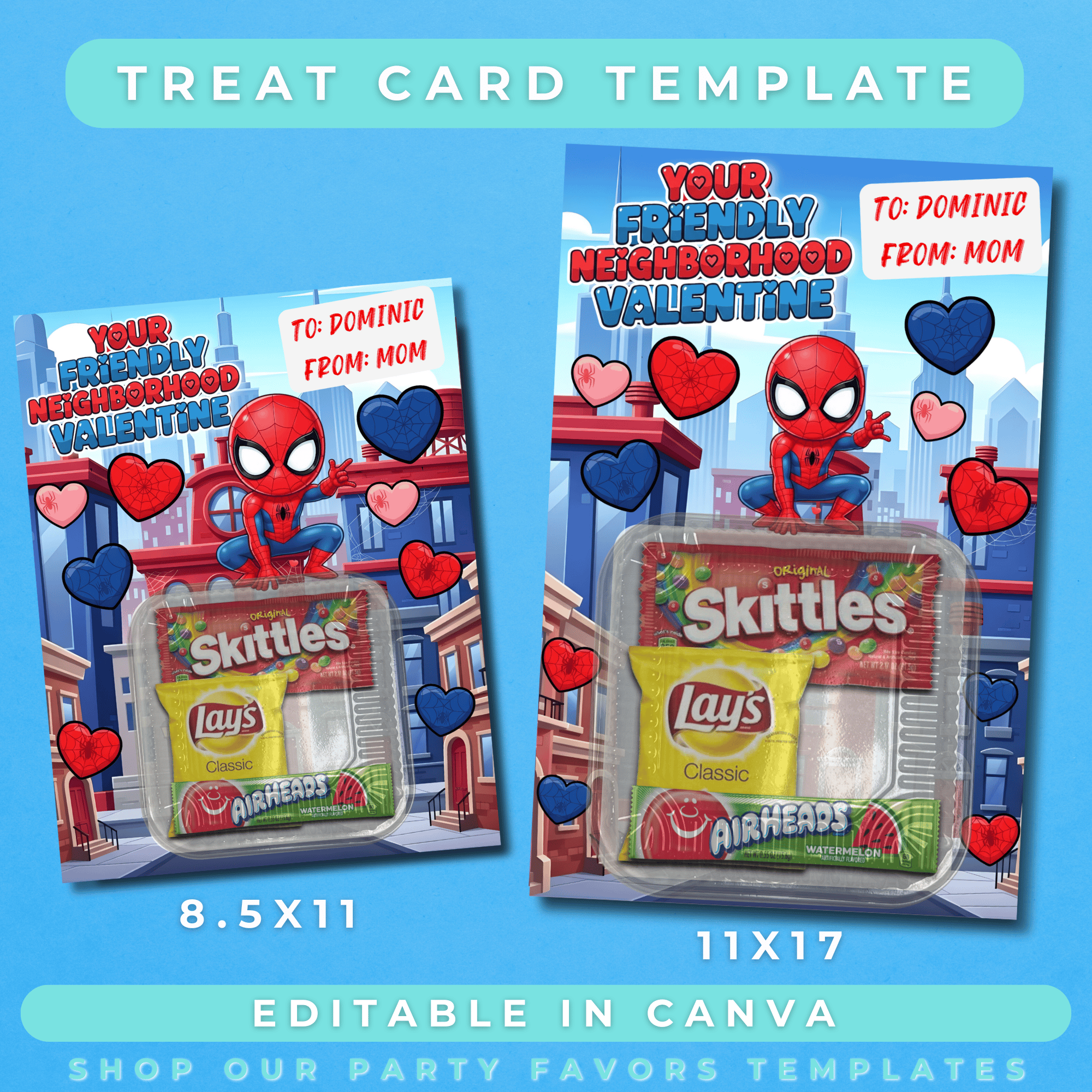 Spiderman Valentine Treat Card Template (Editable in Canva) Digital ...