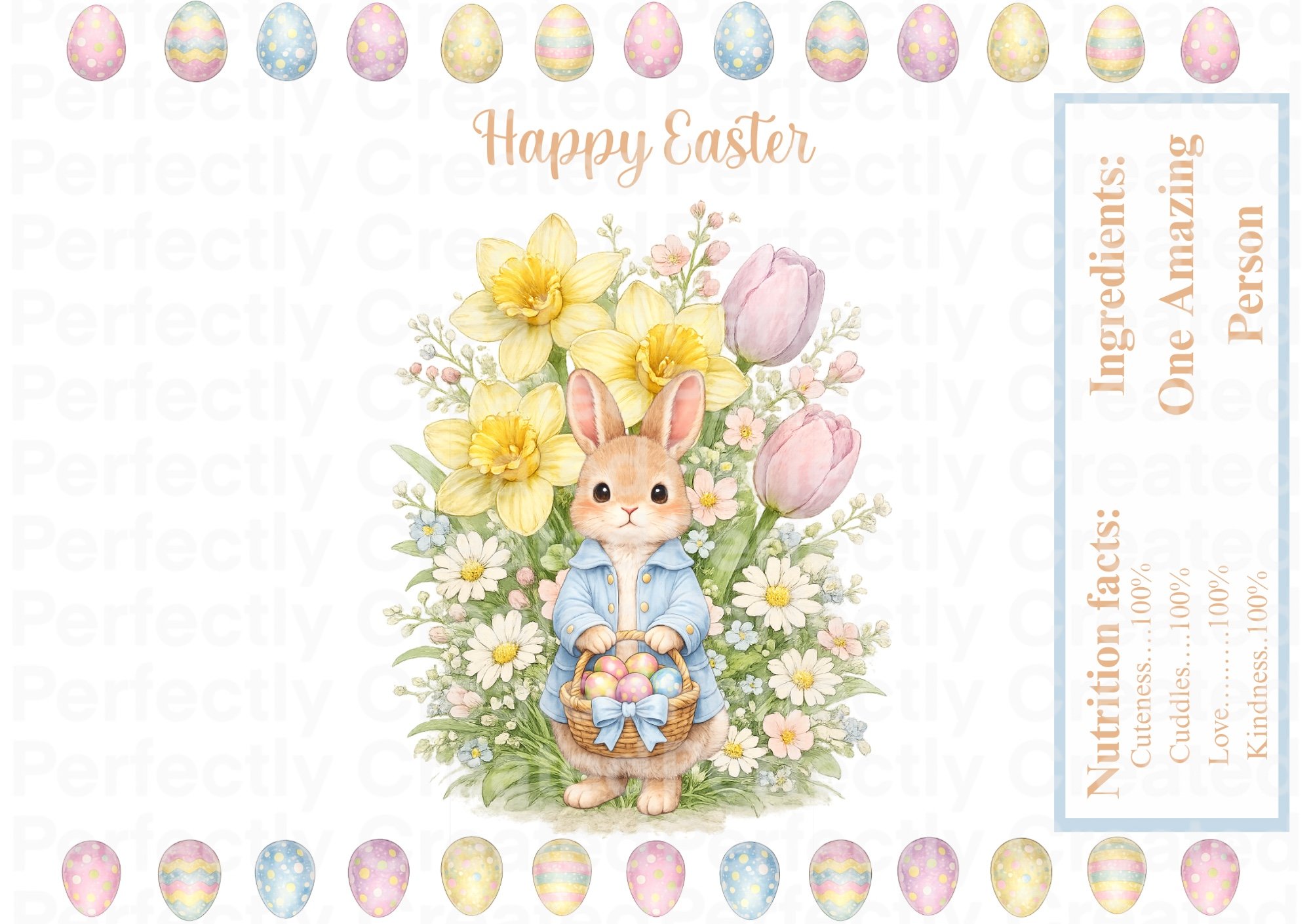 🐰 Easter Bunny Chocolate Wrapper Printable – Blue Floral Easter Treat ...