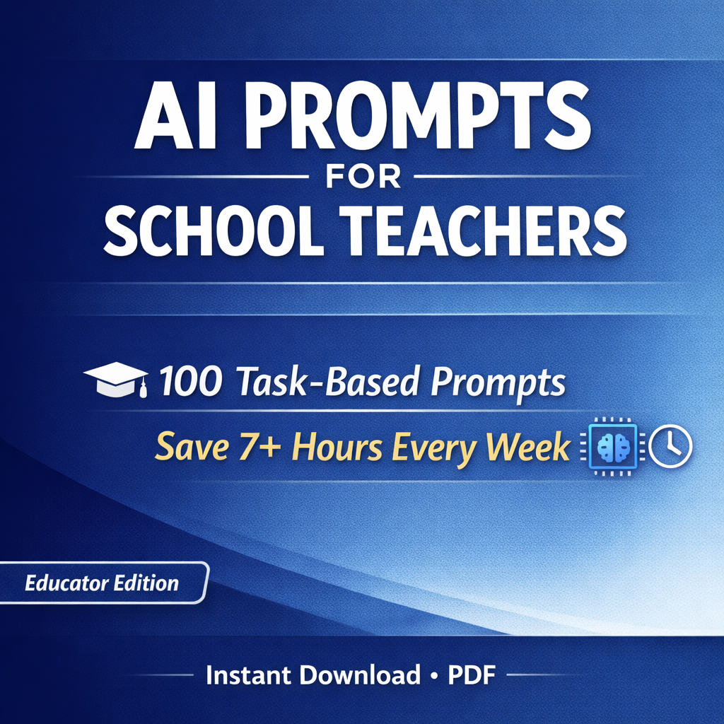 AI Prompts for School Teachers: 100 Task-Based Prompts to Save Time ...