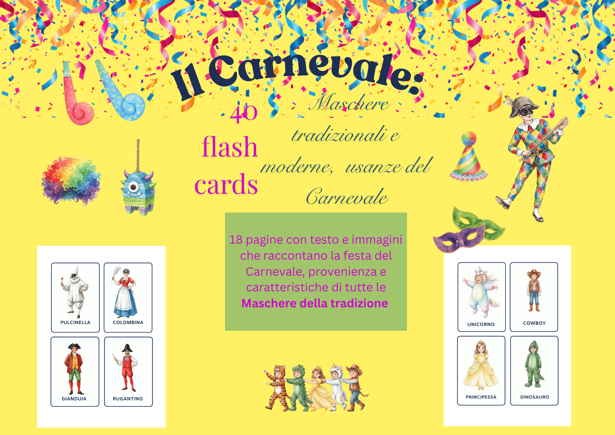 ⭐ “Carnevale: Flash cards, Maschere tradizionali e moderne, usanze del ...