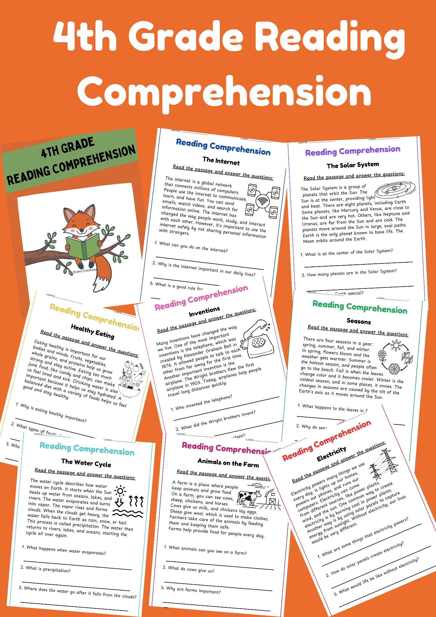 4th Grade Reading Comprehension Worksheets | Printable Passages ...