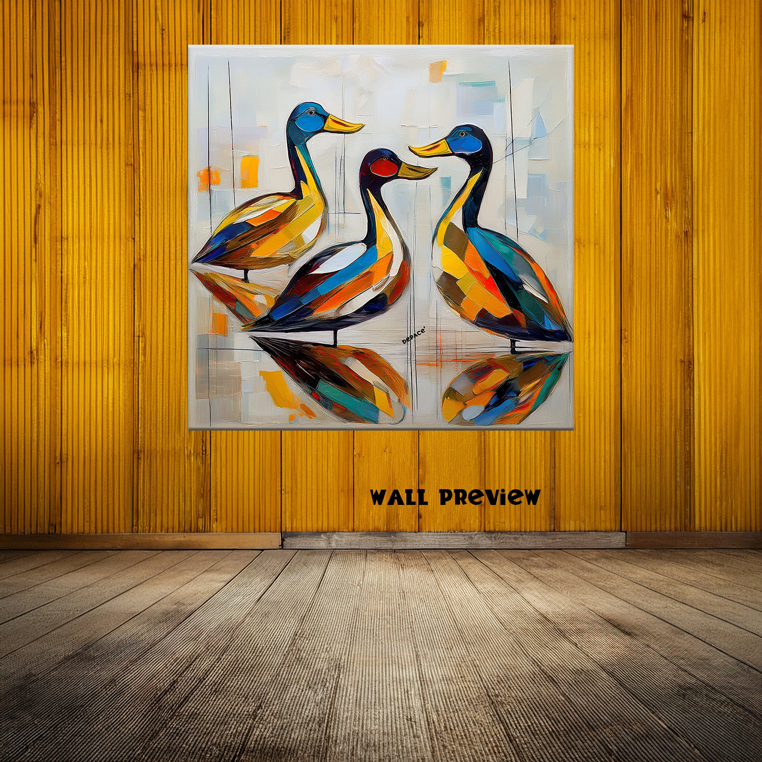 Cubist Ducks on Weathered Canvas - Payhip