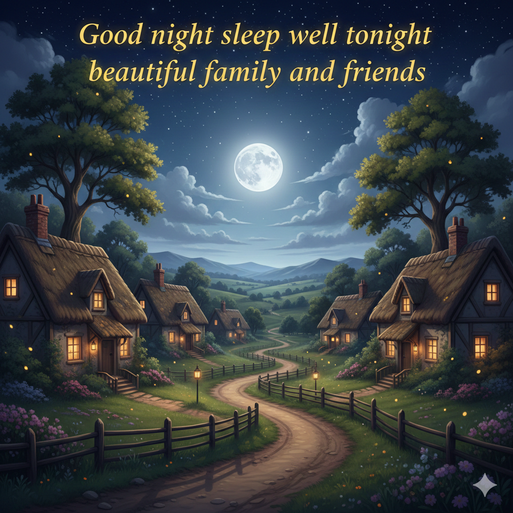 A beautiful good night scene set in a quiet rural village - Payhip