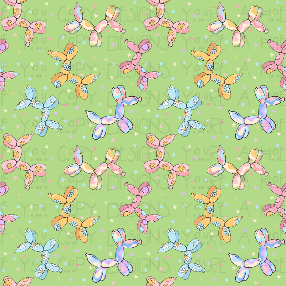 Floral Balloon Dog Green Seamless - Payhip