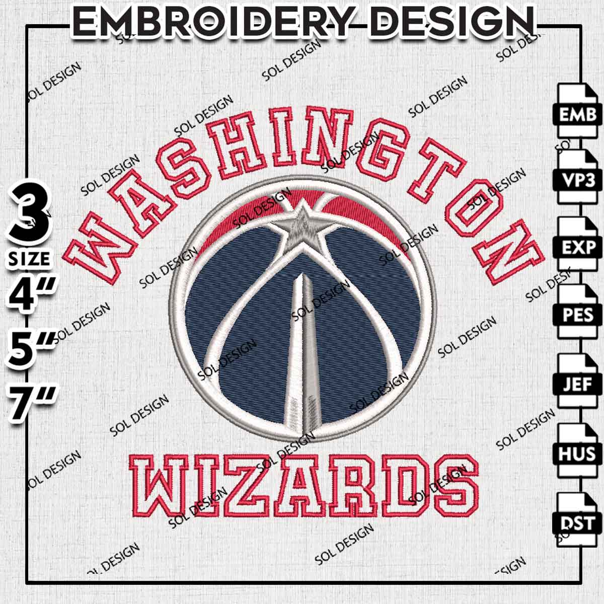 NBA Washington Wizards Team Word Mascot Logo Embroidery Designs ...