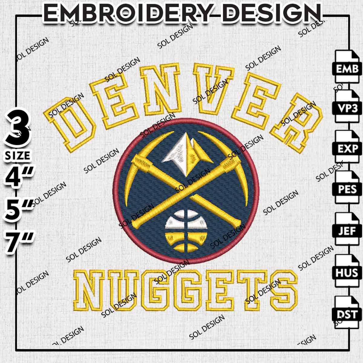 NBA Denver Nuggets Team Word Mascot Logo Embroidery Designs, Denver ...