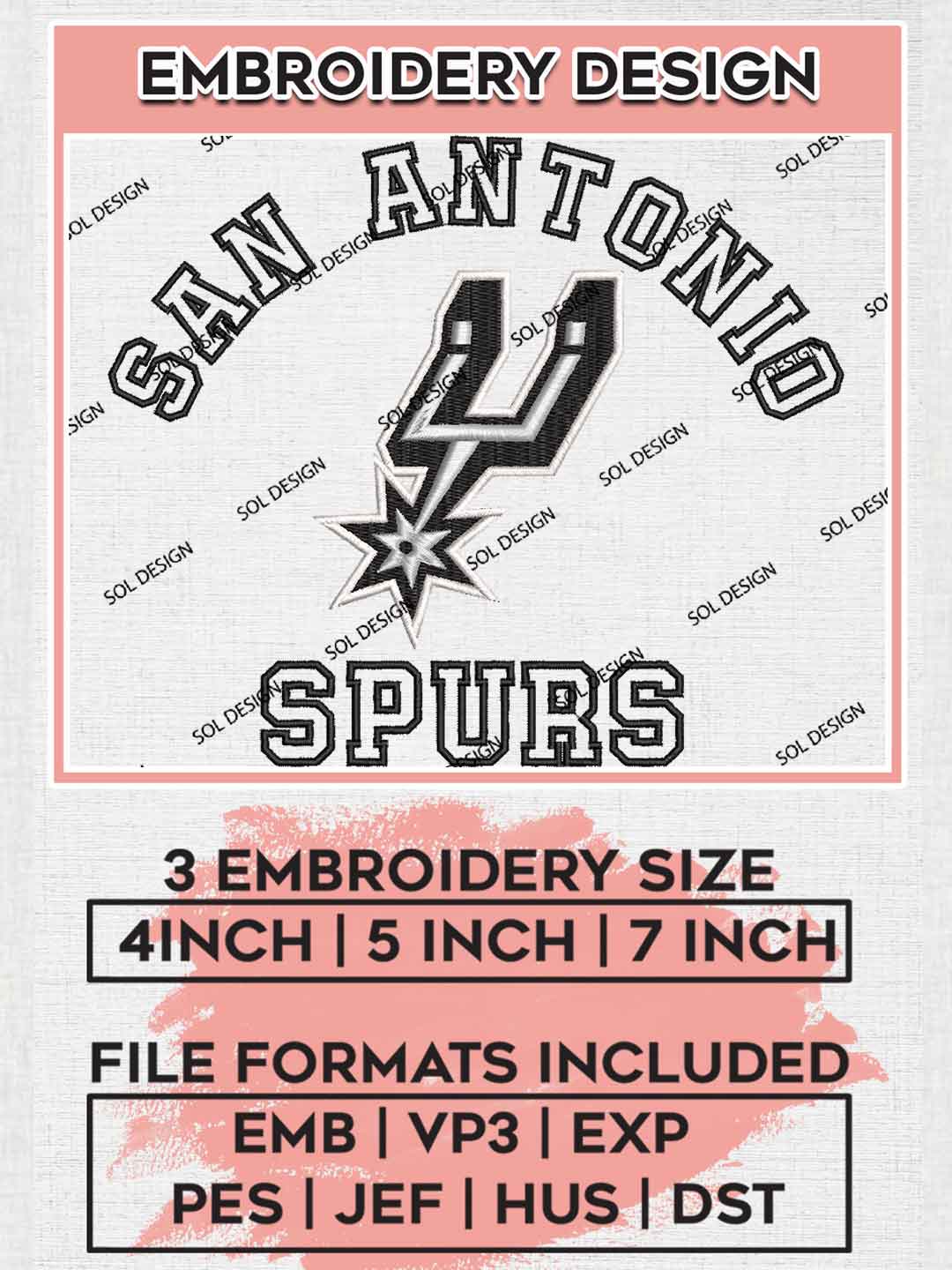 NBA San Antonio Spurs Team Word Mascot Logo Embroidery Designs, San ...