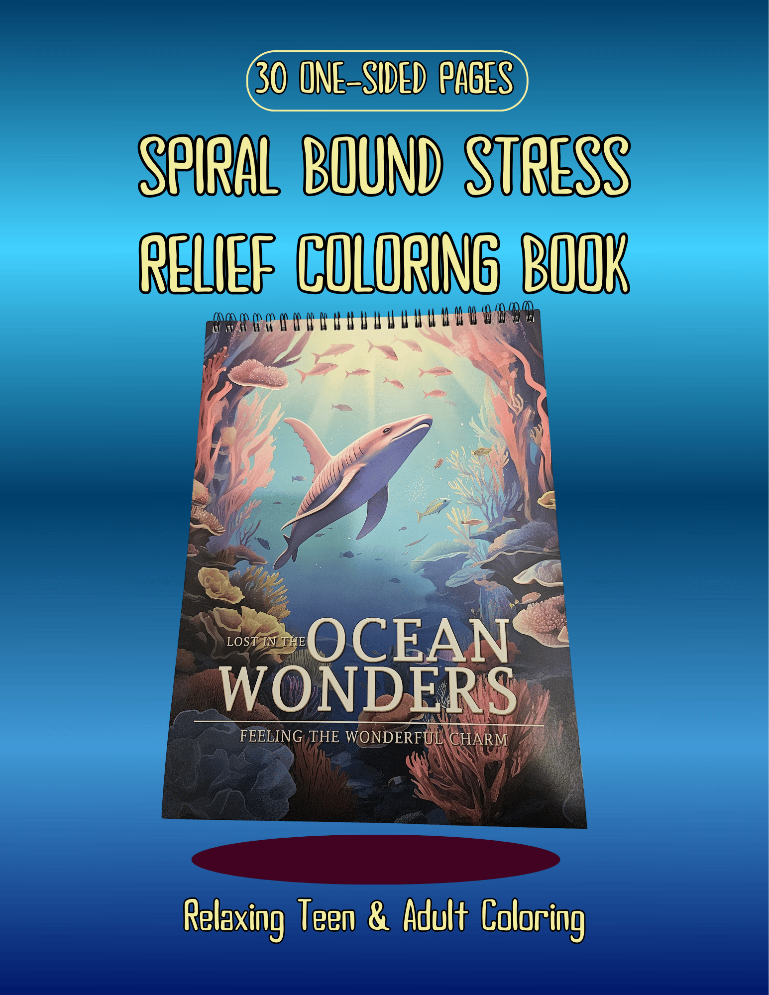 Adult Coloring Book for Stress Relief – Spiral Bound | 30 One-Sided ...