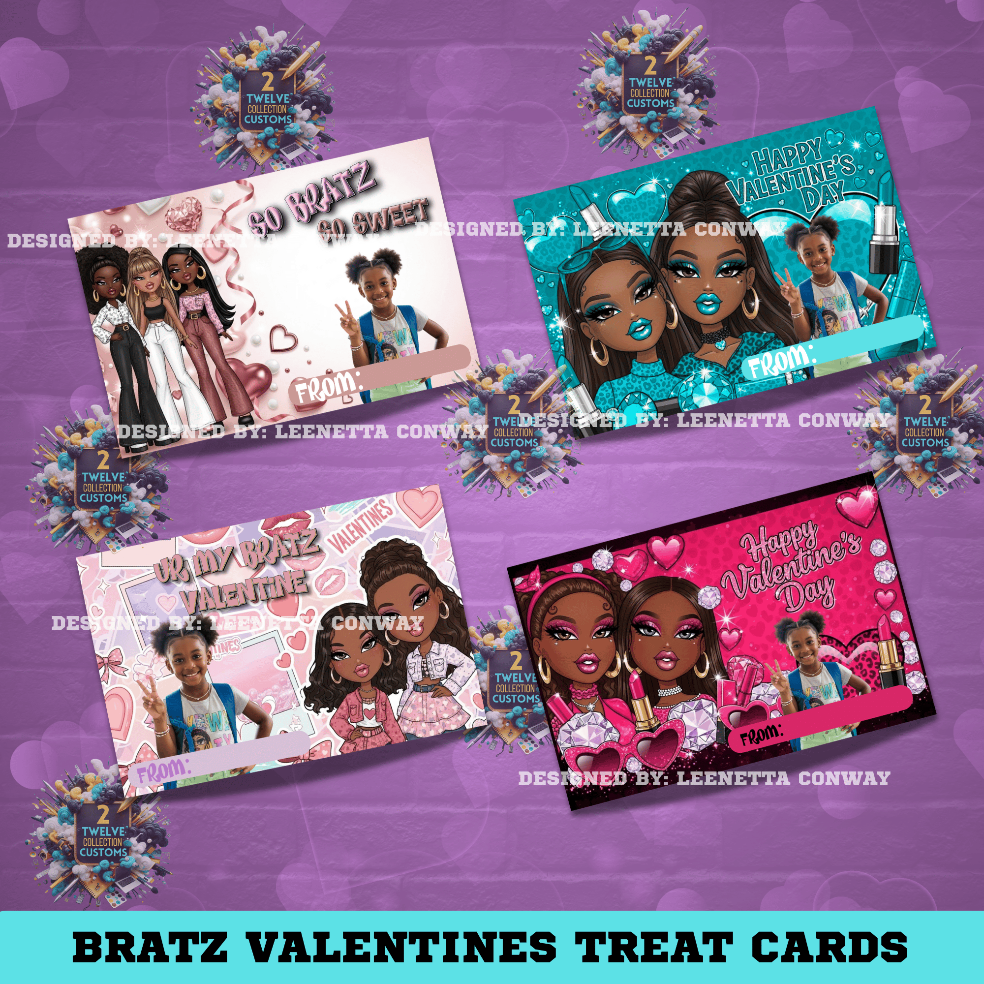 Bratz Valentine’s Treat Cards Canva Template – 4 Pack - Payhip