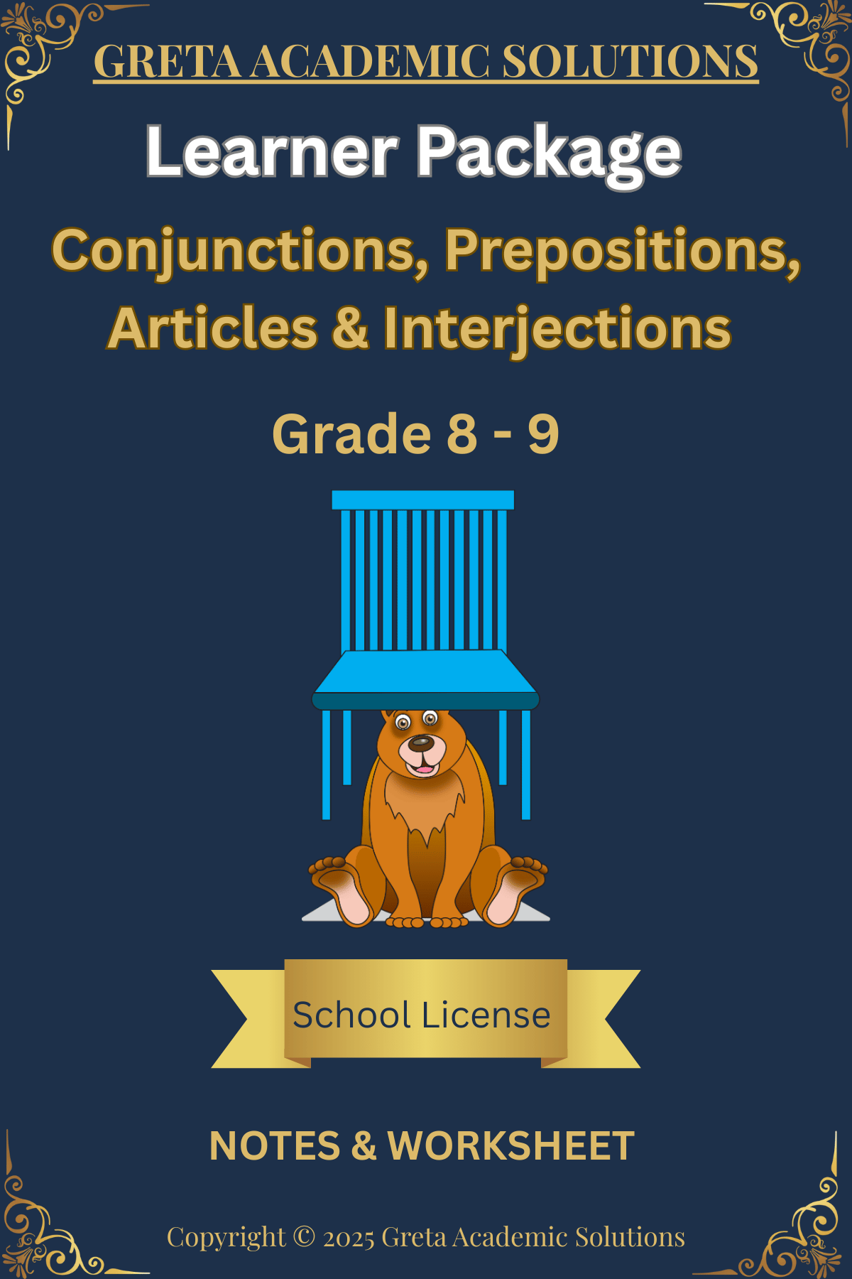 Grade 8-9 English: Conjunctions, Prepositions, Articles & Interjections ...