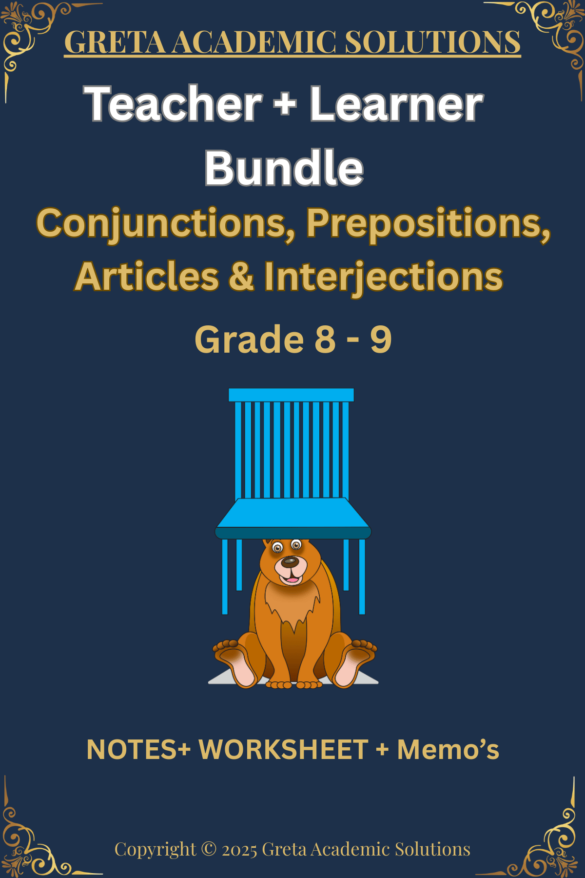 Grade 8-9 English: Conjunctions, Prepositions, Articles & Interjections ...