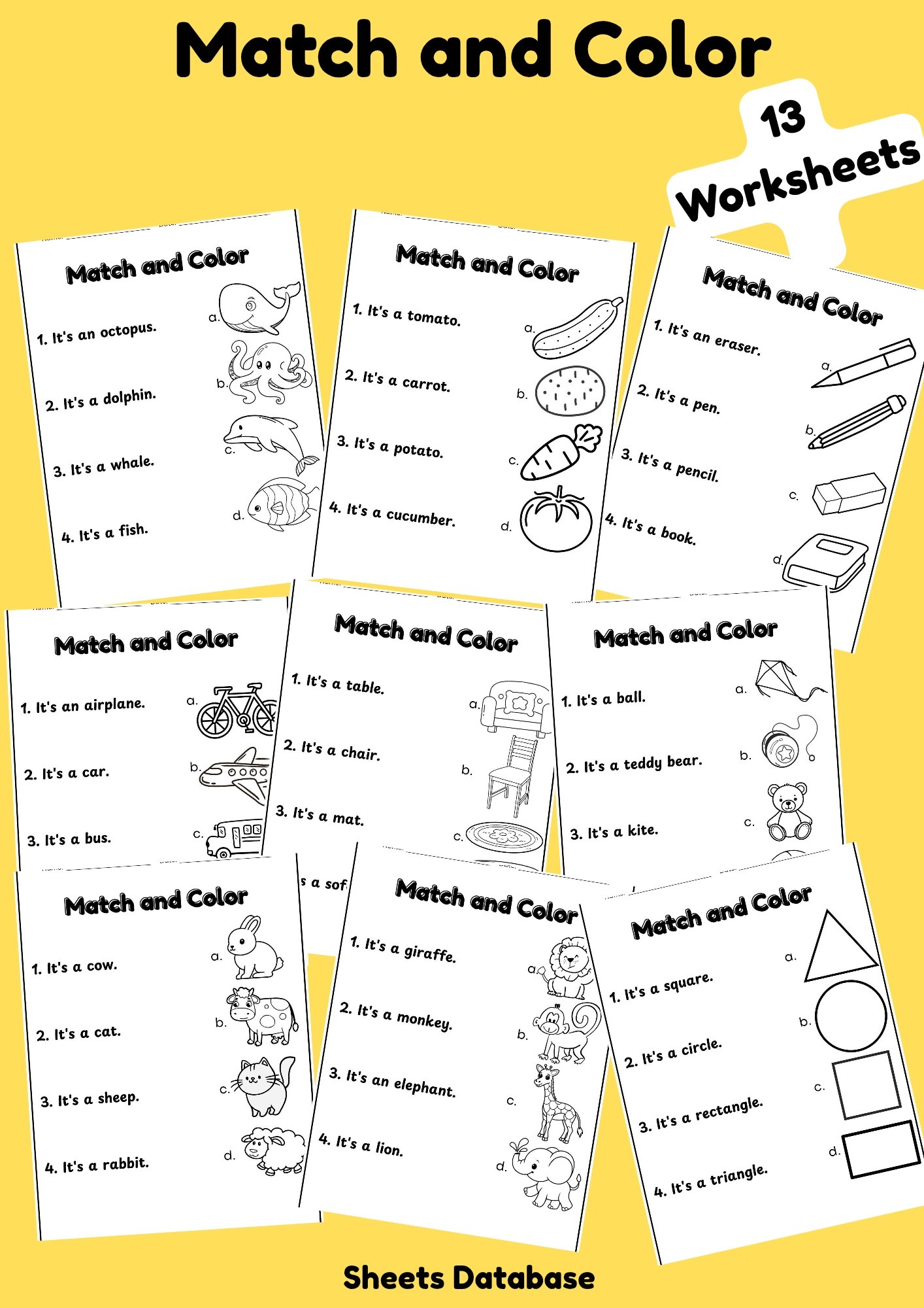 Match and Color Worksheets – Preschool & Kindergarten - Payhip