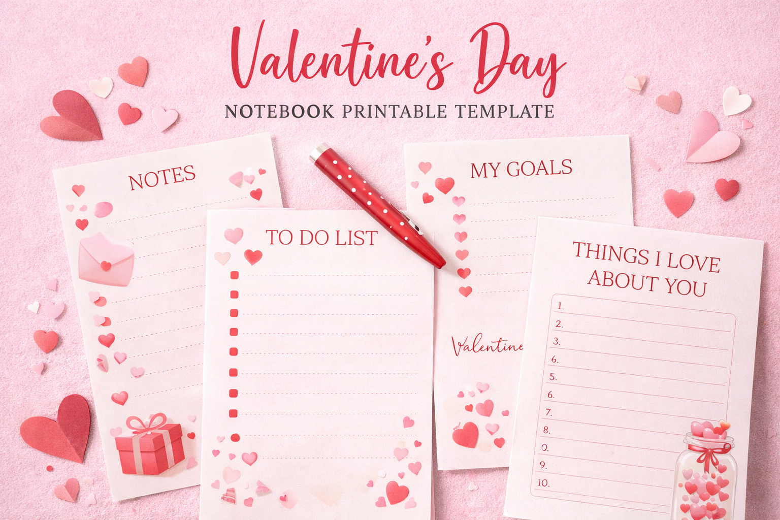 Valentines Day Printable Notebook Template - Payhip