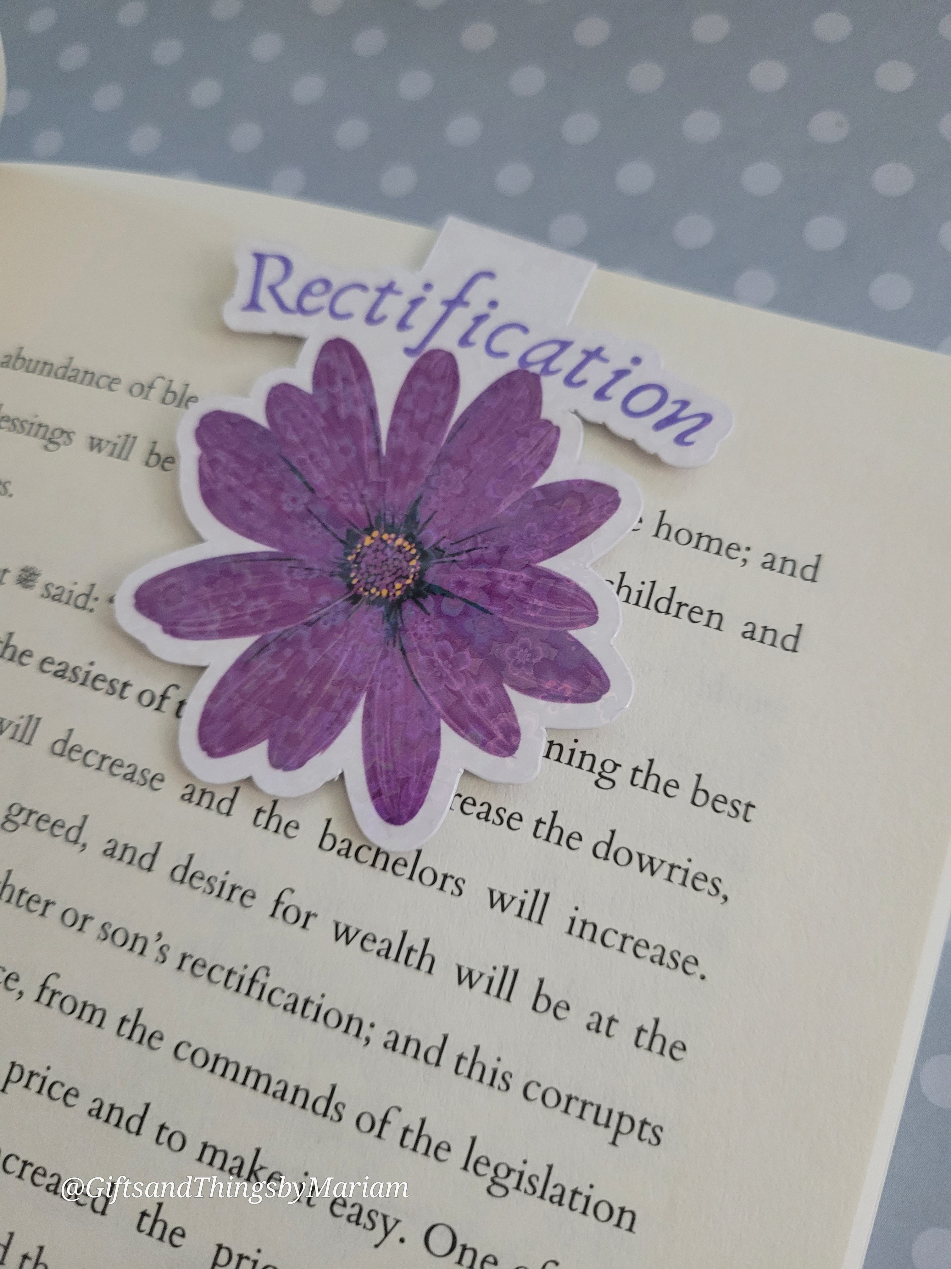 Rectification Magnetic Bookmark (purple flower 🪻) - Payhip