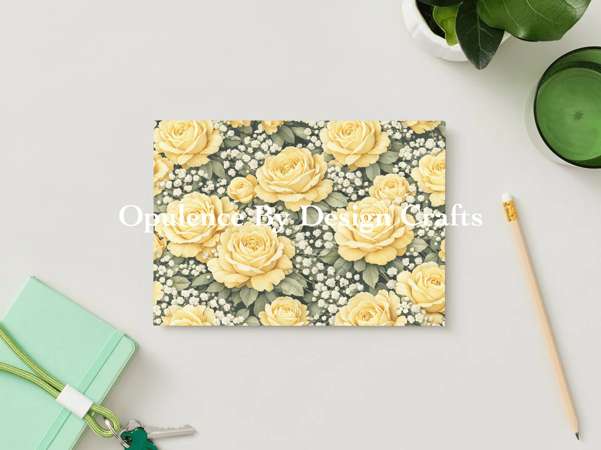 Opulence By Design Crafts Yellow Rose and Gyp Backing Paper PDF Digital ...