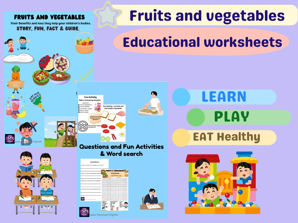 Benefits of eating your fruits and vegetables| printable workbook for ...