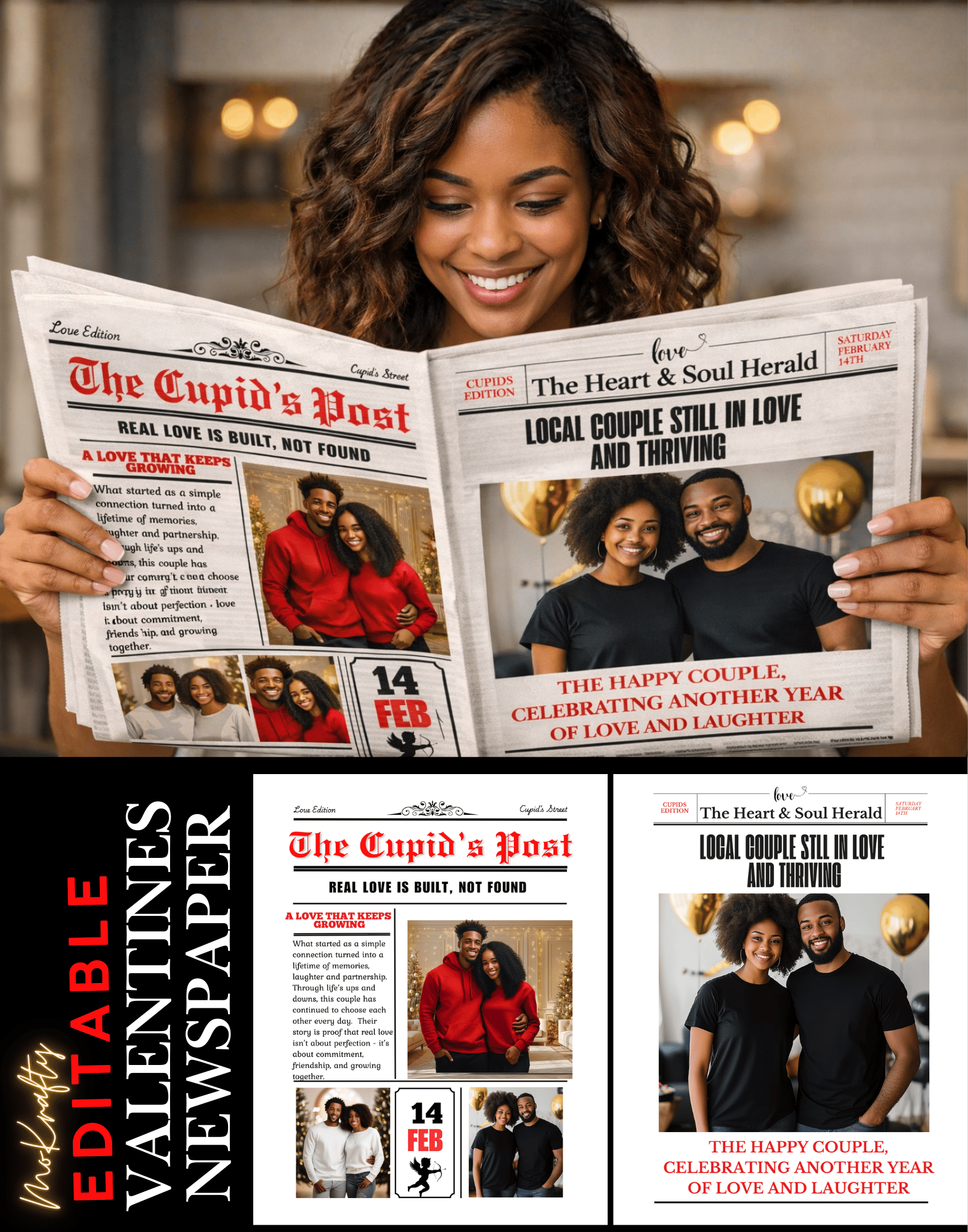 Editable Couple Newspaper Canva Template – Valentine & Anniversary Love ...
