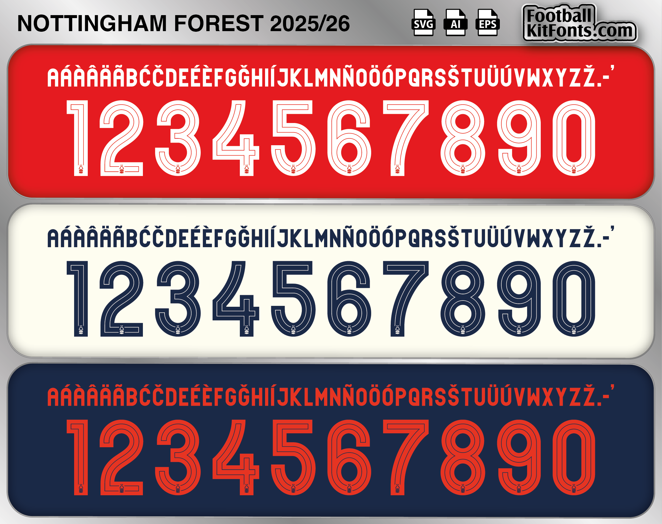Nottingham Forest 2025-26 Vector Font