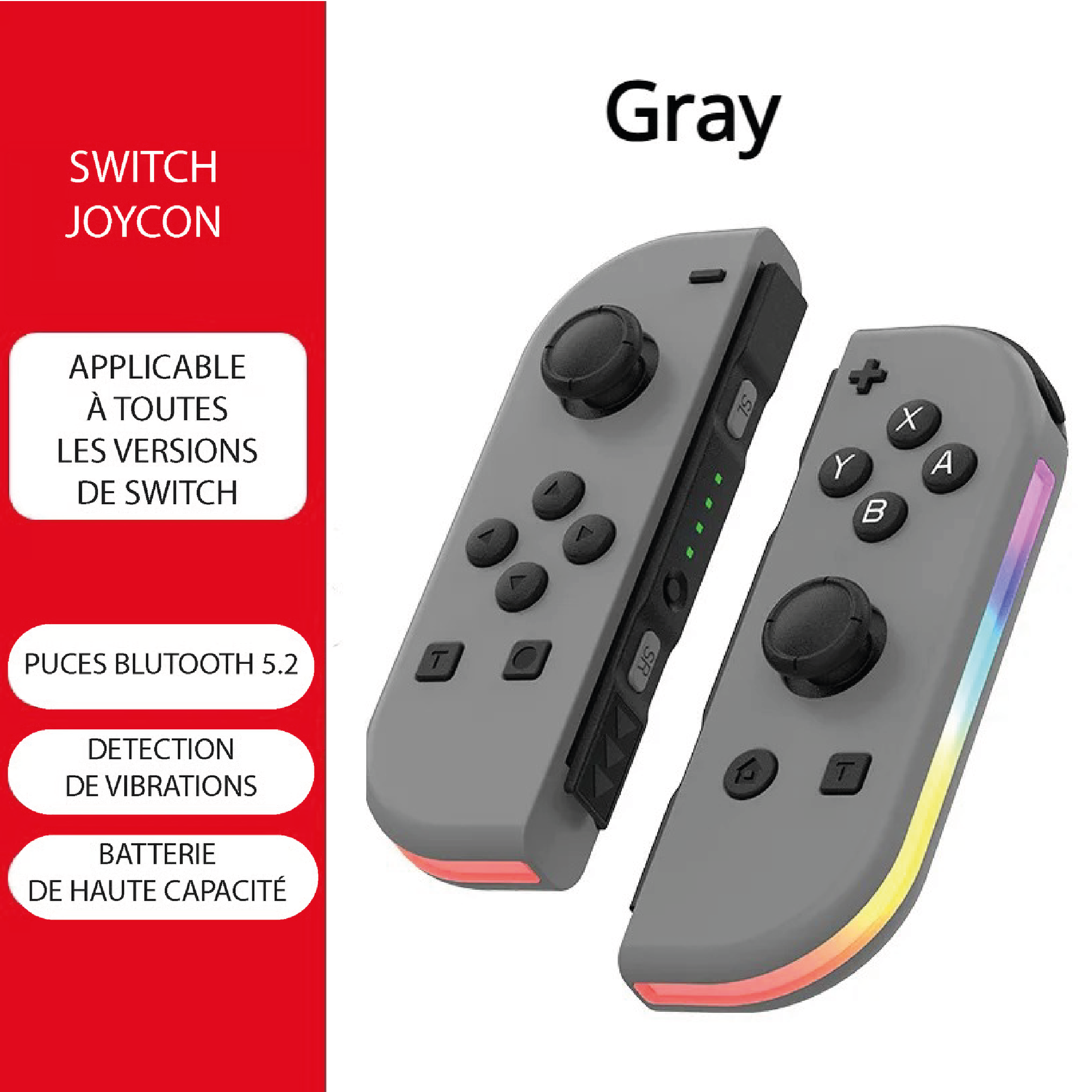 Joy-Con Controller BT 5.2 RGB LED Switch/Lite/OLED Double Vibration ...