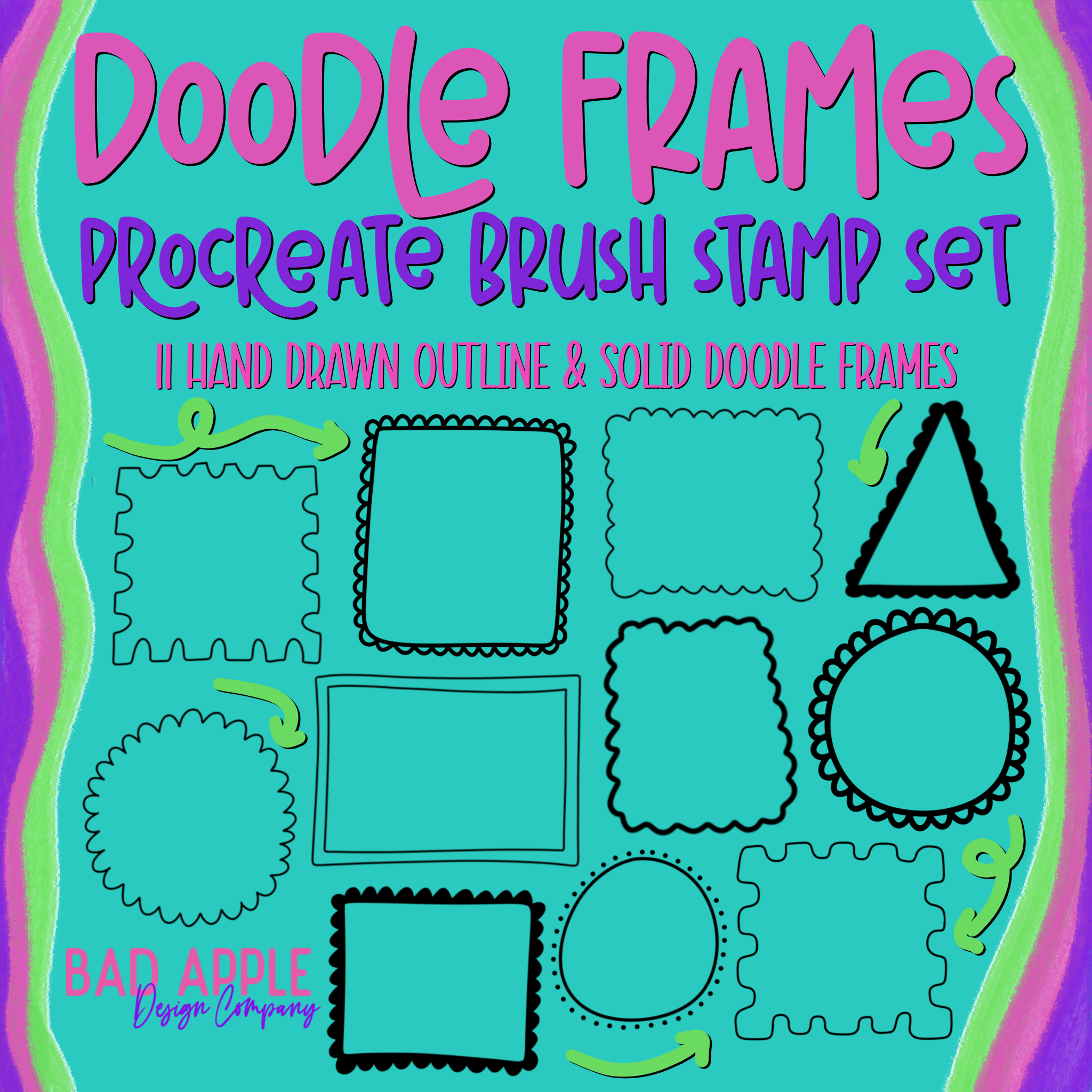 Doodle Frames Procreate Brush Stamp Set - Payhip