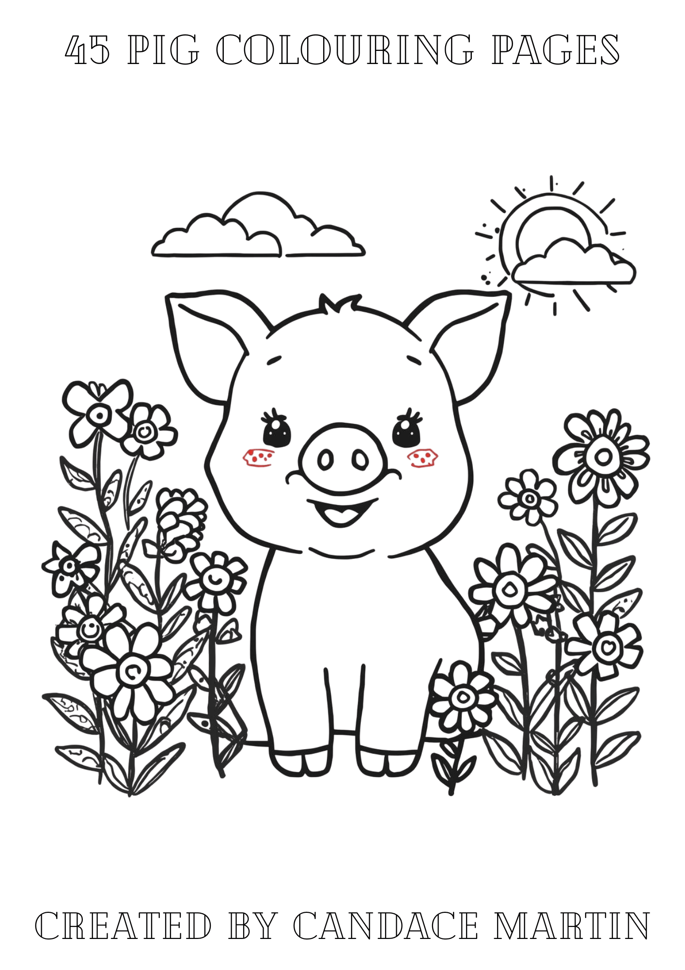 PIGS-45 Easy, Printable Colouring Pages (PRINTABLE PDF) - Payhip