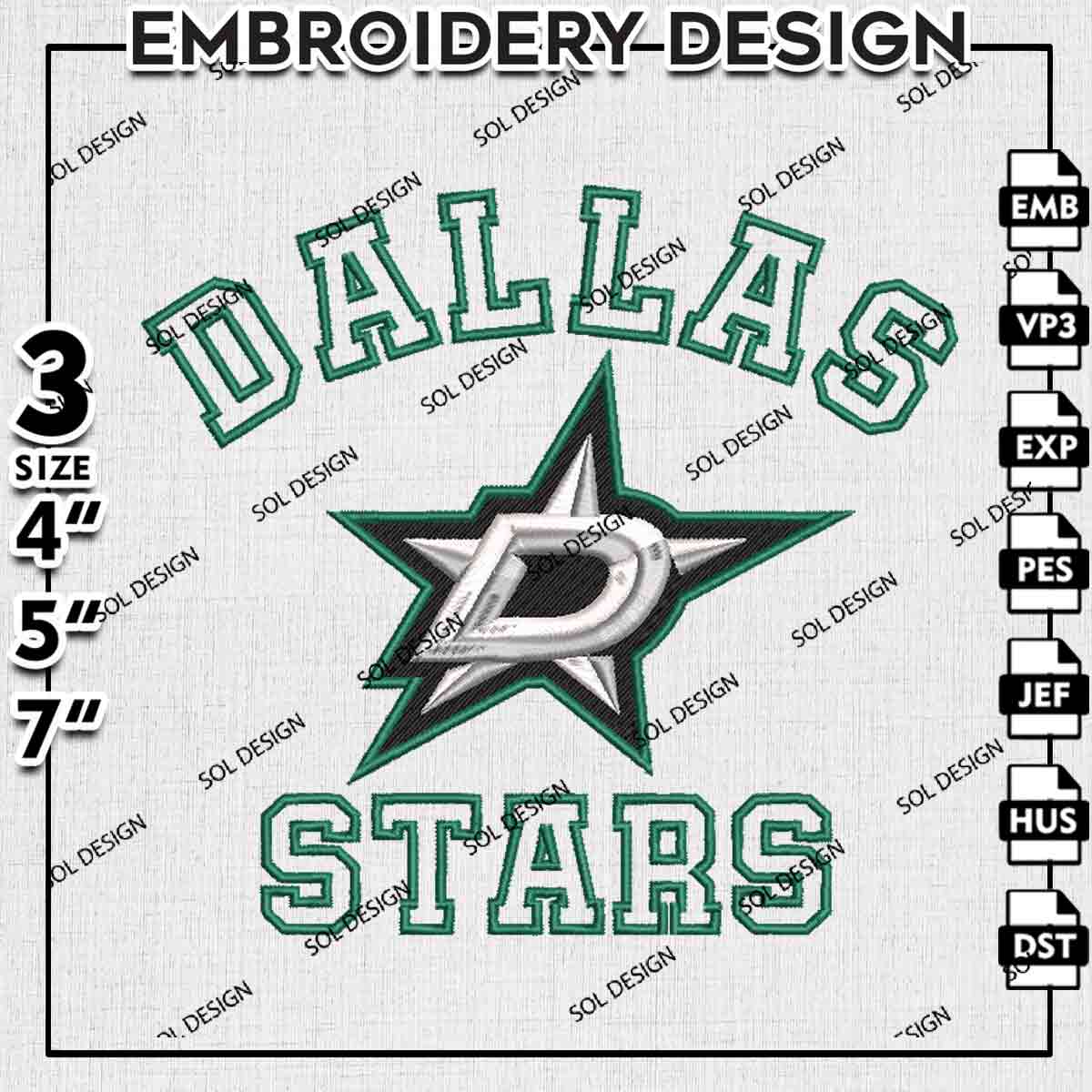 NHL Dallas Stars Team Word Mascot Logo Embroidery Designs, Dallas Stars ...
