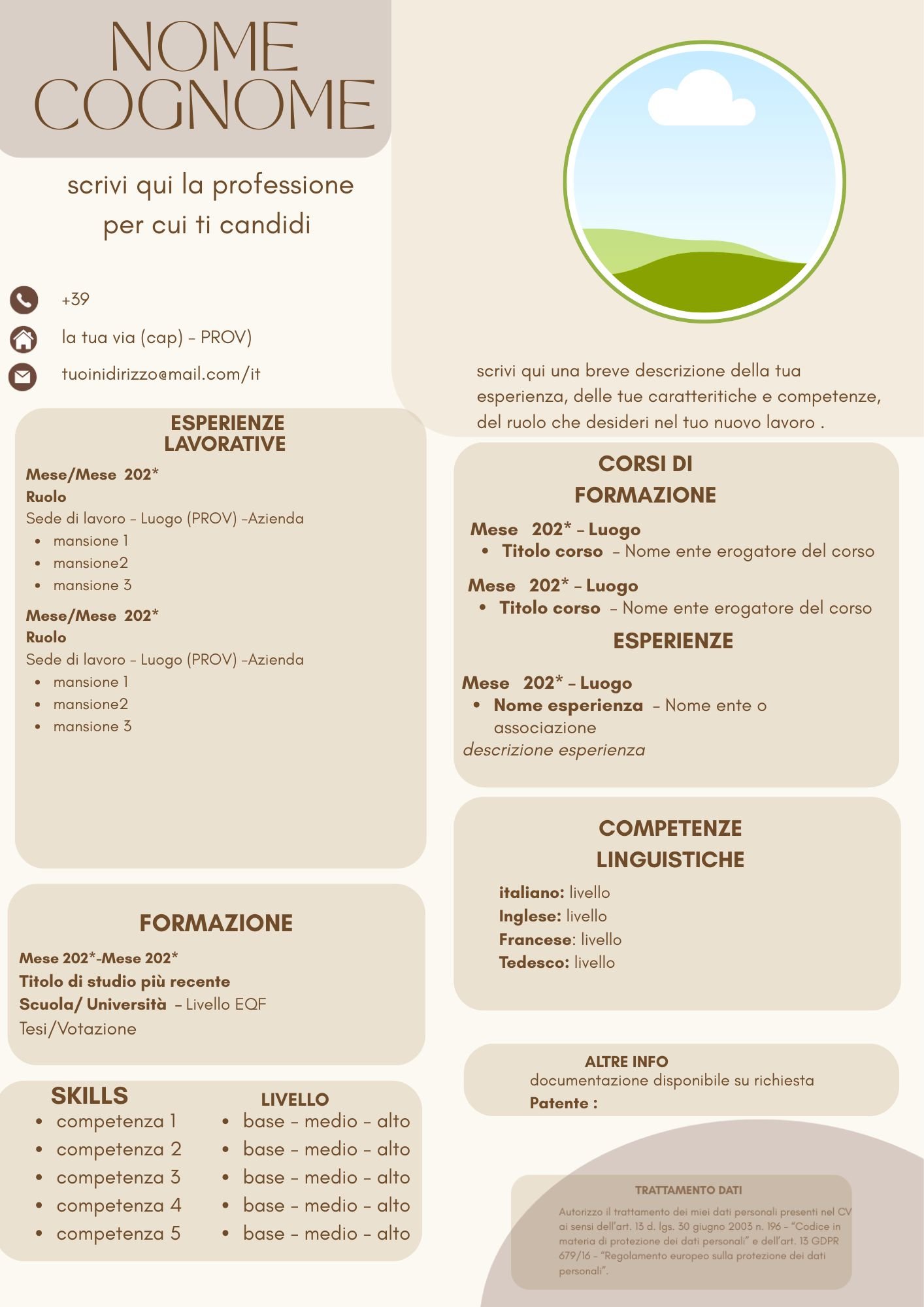 Modello Cv Pagina Unica modificabile con Canva - Payhip