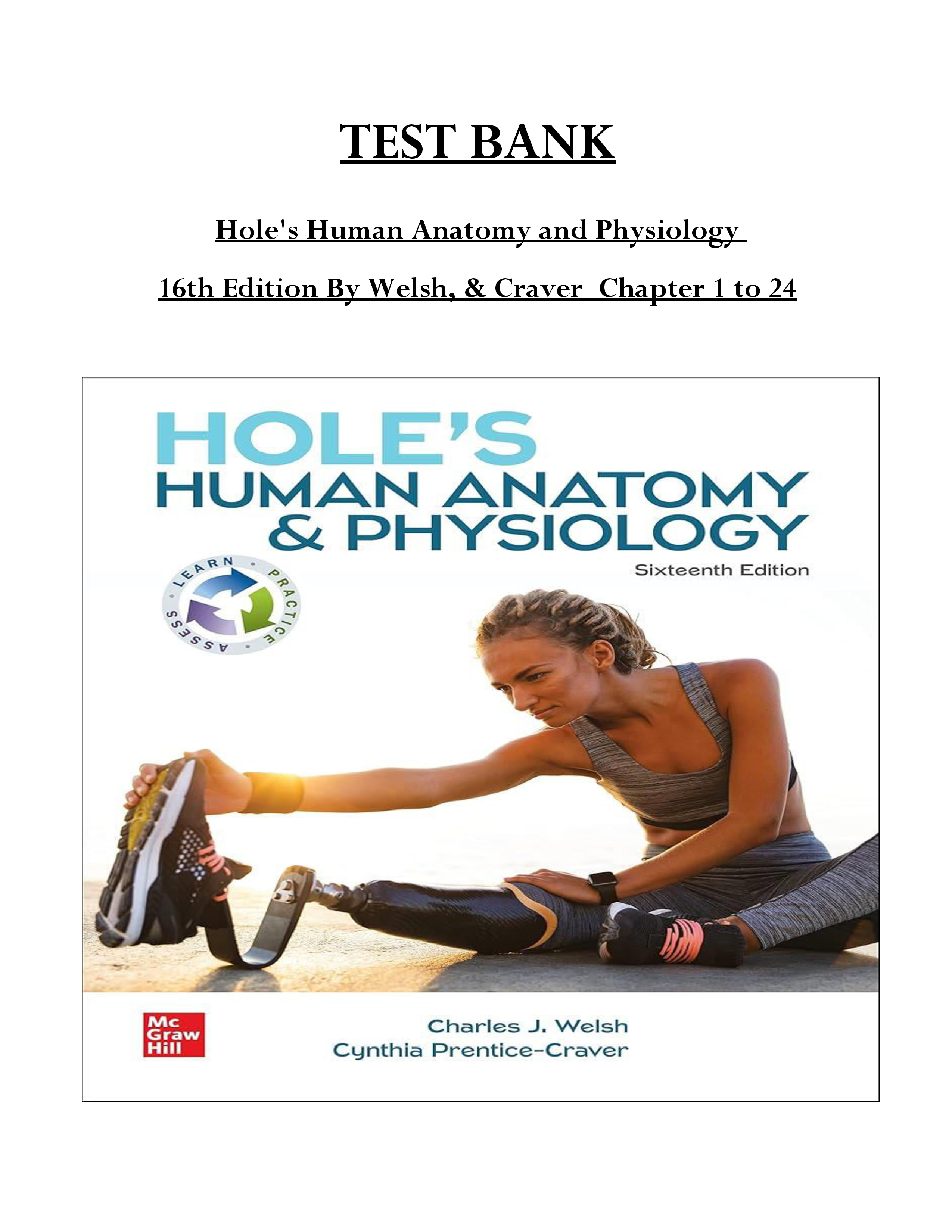 Human Anatomy & Physiology Practice Test Bank (Chapters 1–24 ...