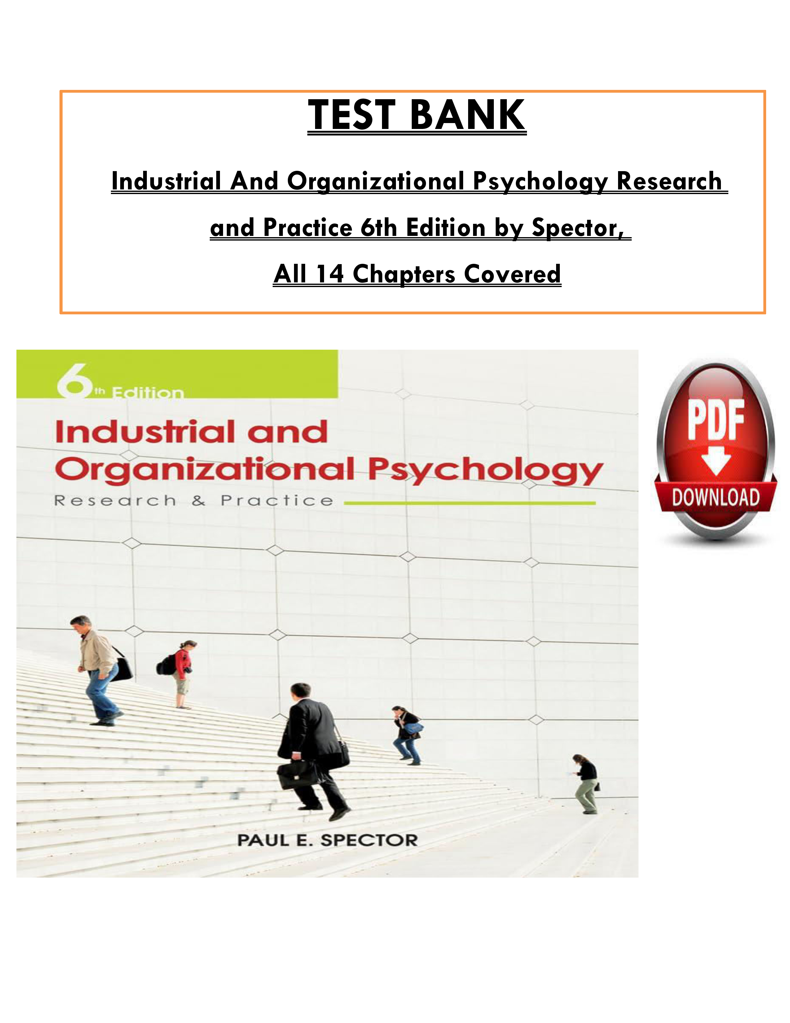 Industrial & Organizational Psychology Practice Test Bank (All 14 ...