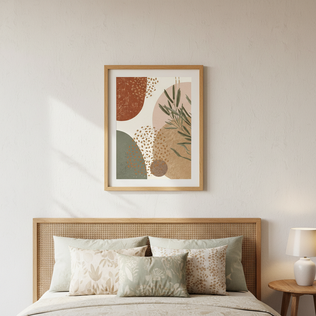 Earthy Abstract Art Print 6 – Boho Chic Wall Décor with Natural ...