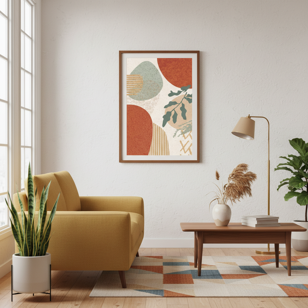 Earthy Abstract Art Print 3 – Boho Chic Wall Décor with Natural ...