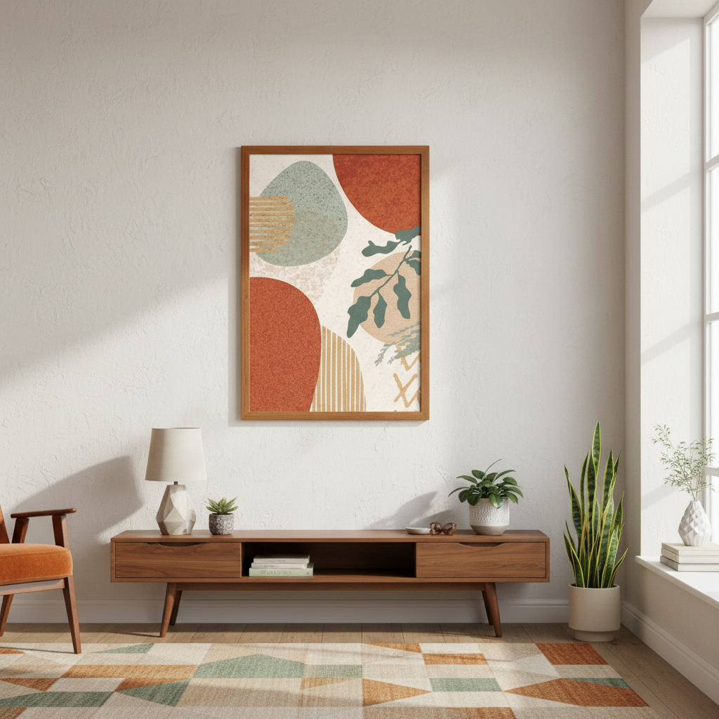 Earthy Abstract Art Print 3 – Boho Chic Wall Décor with Natural ...
