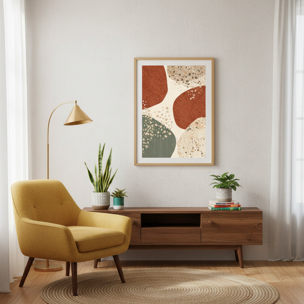 Earthy Abstract Art Print 4 – Boho Chic Wall Décor with Natural ...