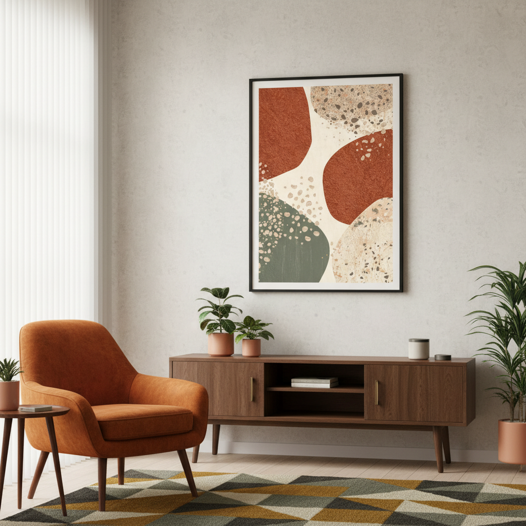 Earthy Abstract Art Print 4 – Boho Chic Wall Décor with Natural ...