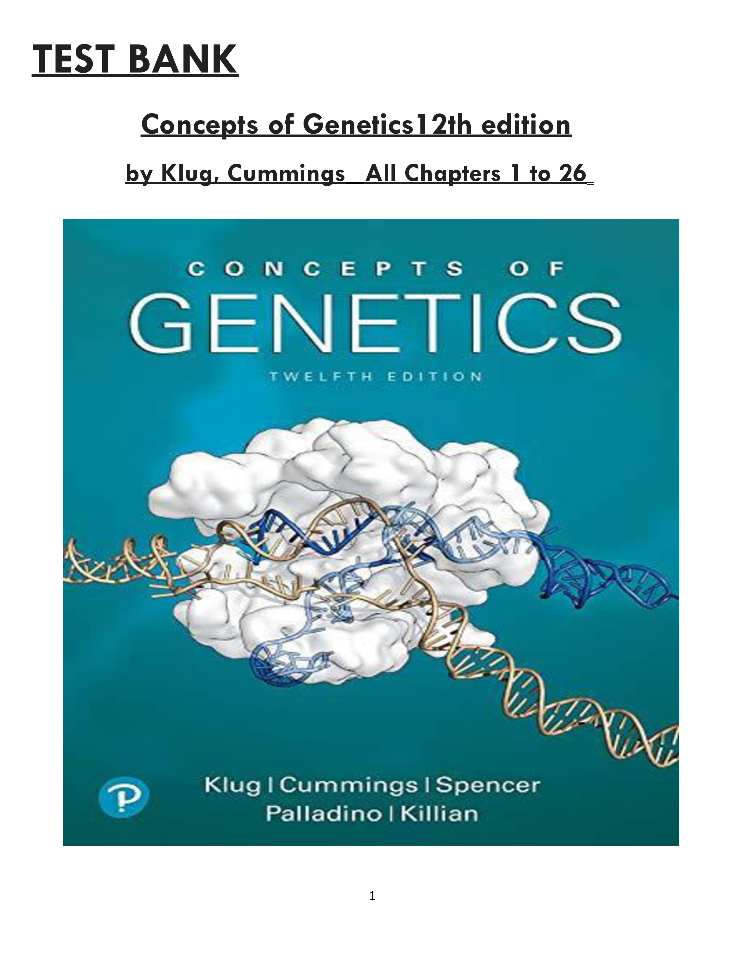 Genetics Practice Test Bank (Chapters 1–26) | Concepts of Genetics Exam ...