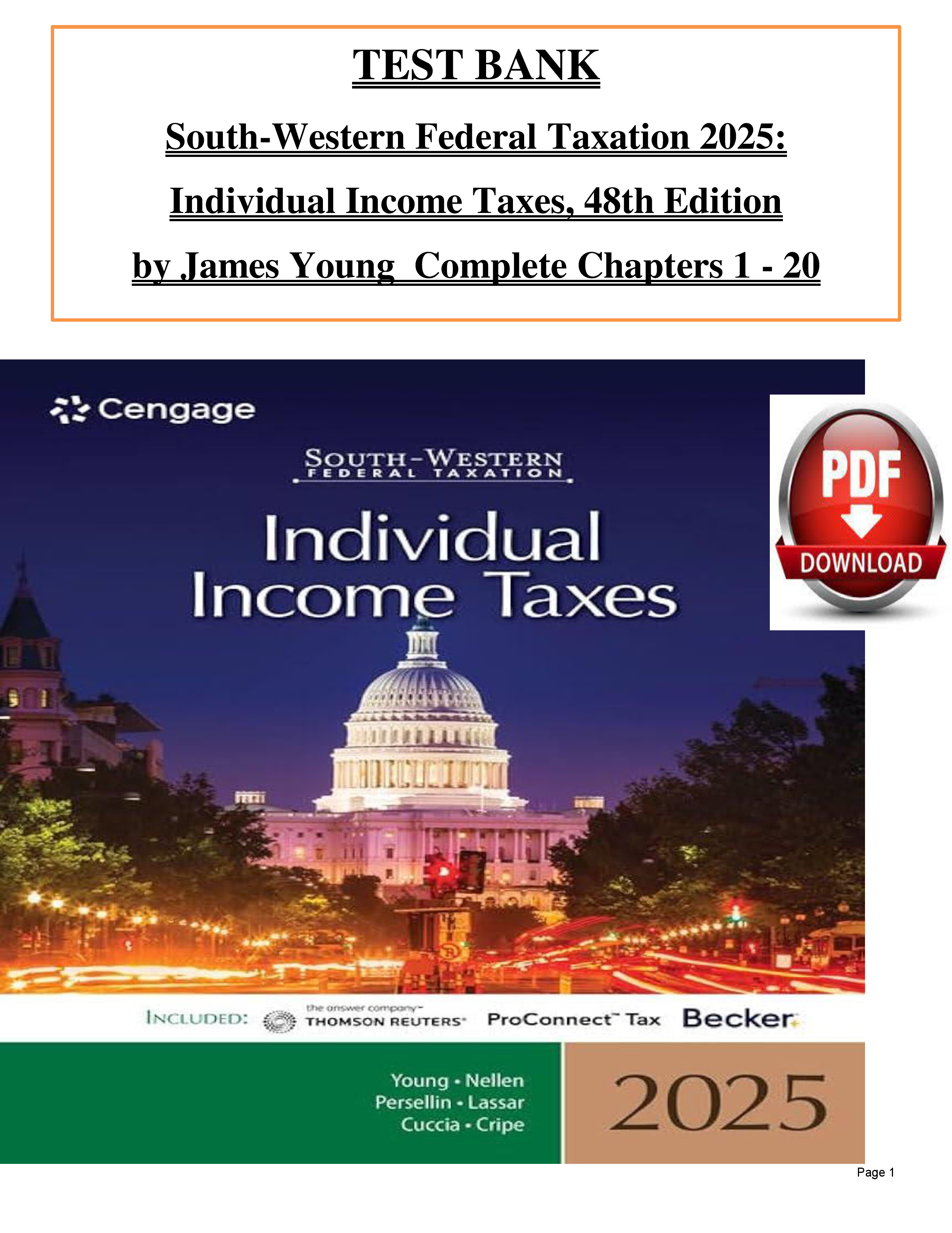 Individual Income Tax Practice Test Bank (Chapters 1–20) | Federal ...