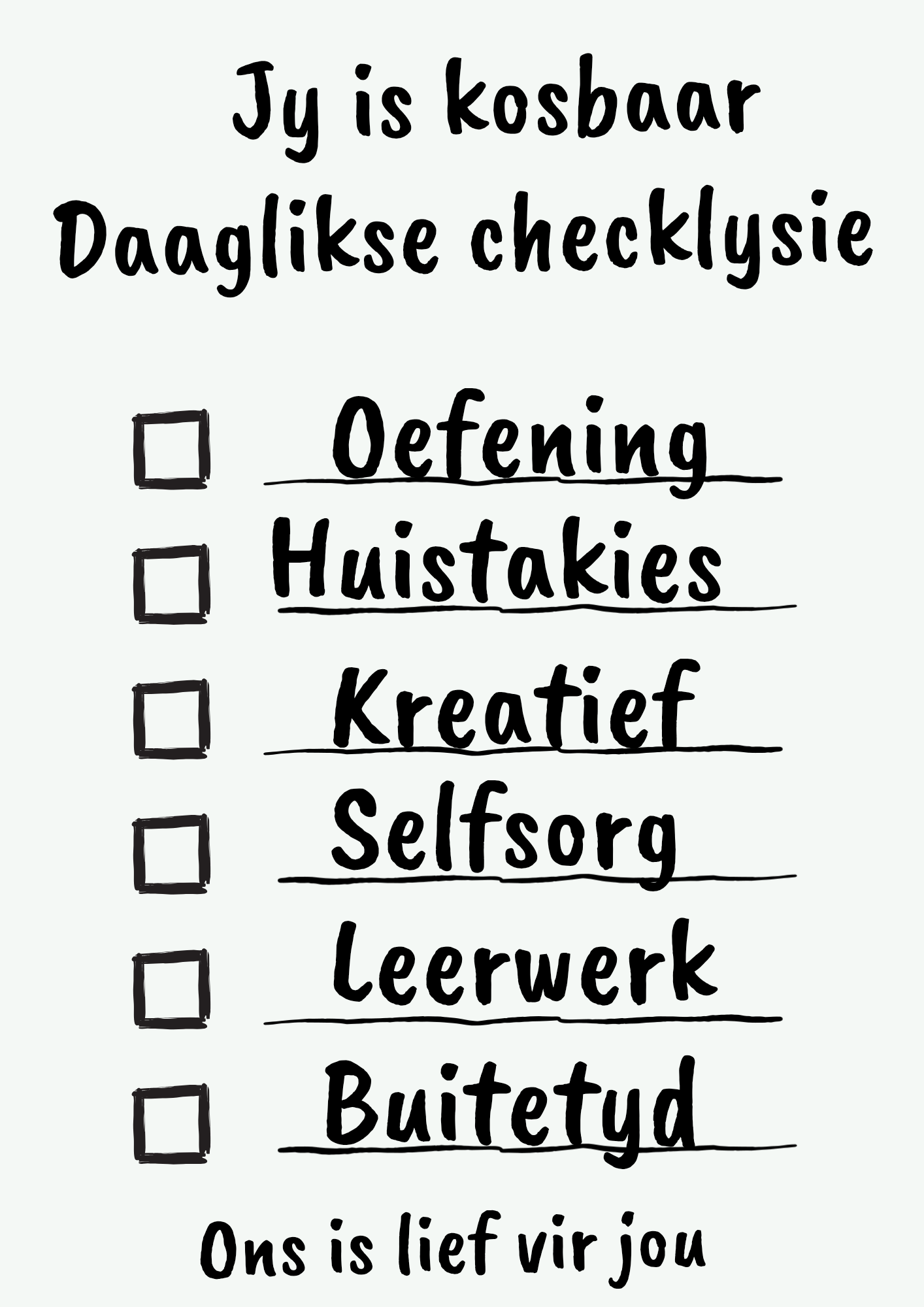 Daily checklist /daaglikse merklysie - Payhip