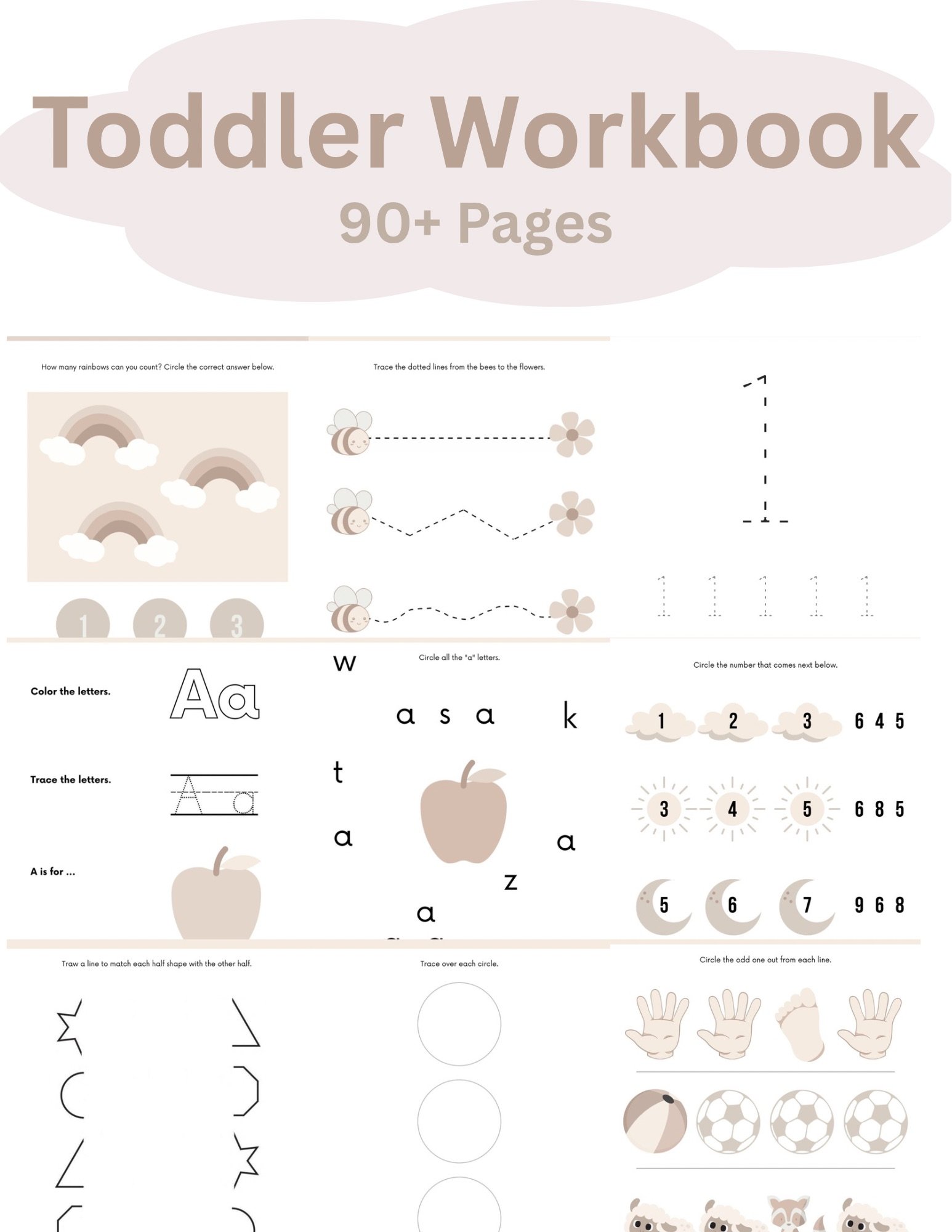 Toddler Workbook 90 pages (Printable PDF) - Payhip