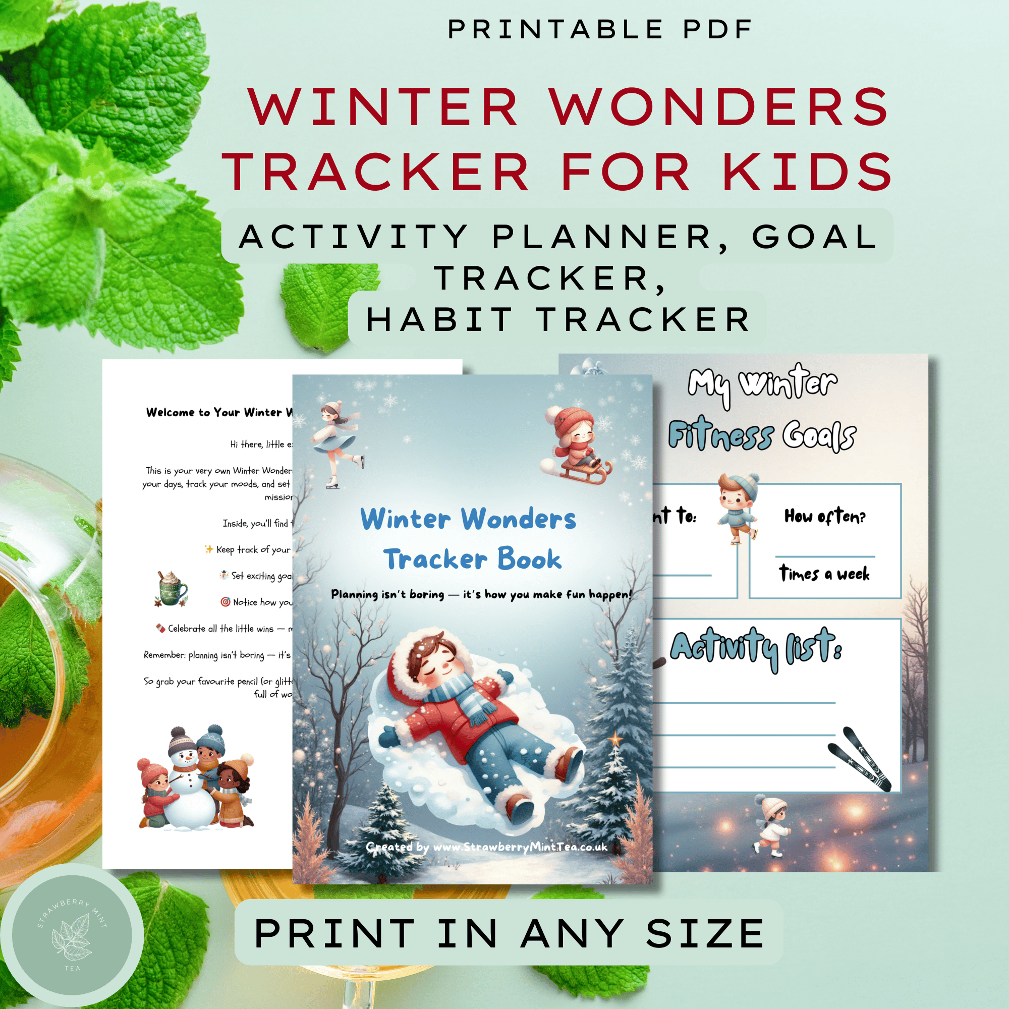 Winter Wonders Tracker for Kids | Fun Winter Planner with Mood Tracker ...