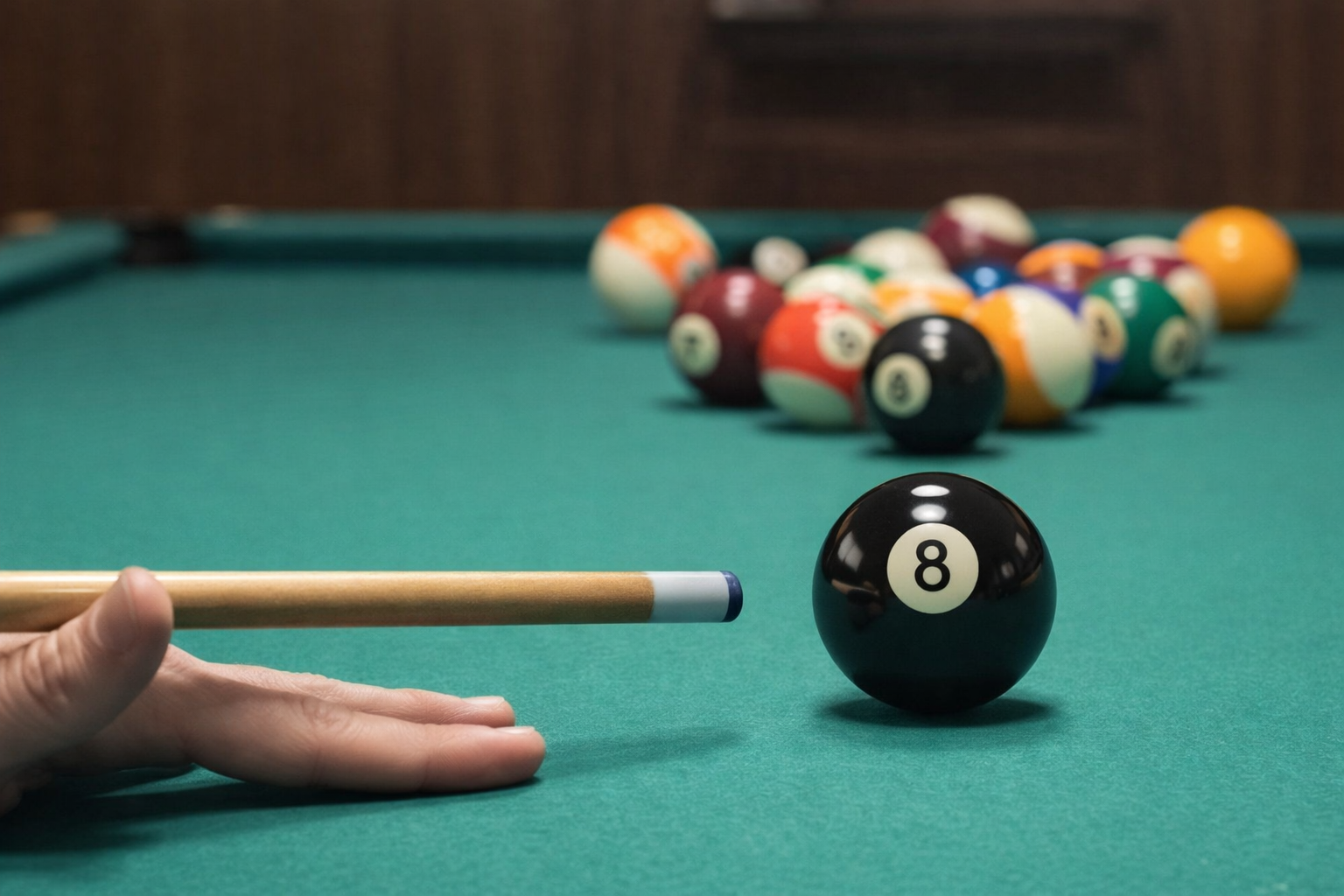Eight ball billiards game on green felt table - Payhip