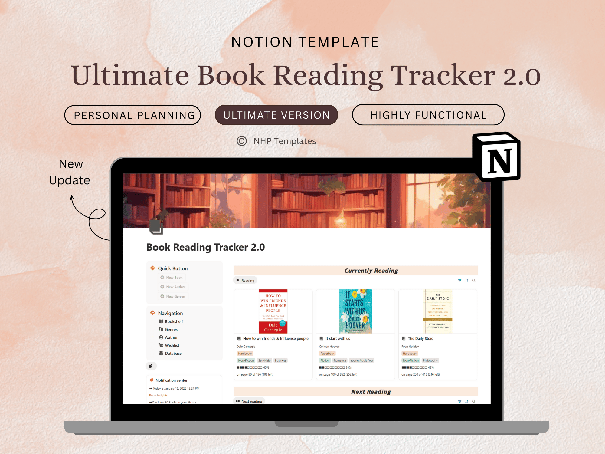 Book Reading Tracker & Author Hub – Notion Template - Payhip